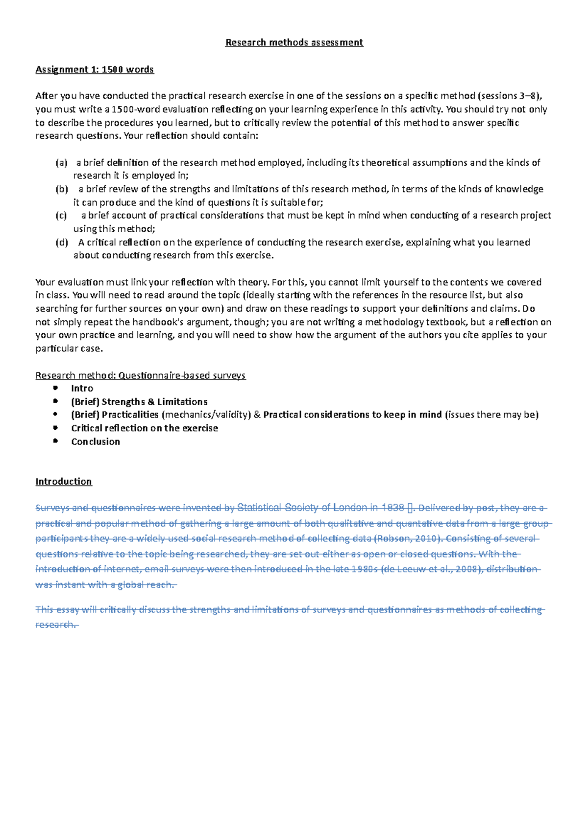 Research methods assessment details - Research methods assessment ...