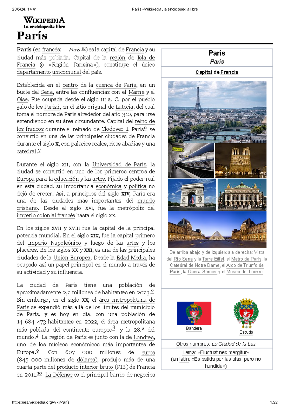París - Wikipedia, la enciclopedia libre - París Paris Capital de ...