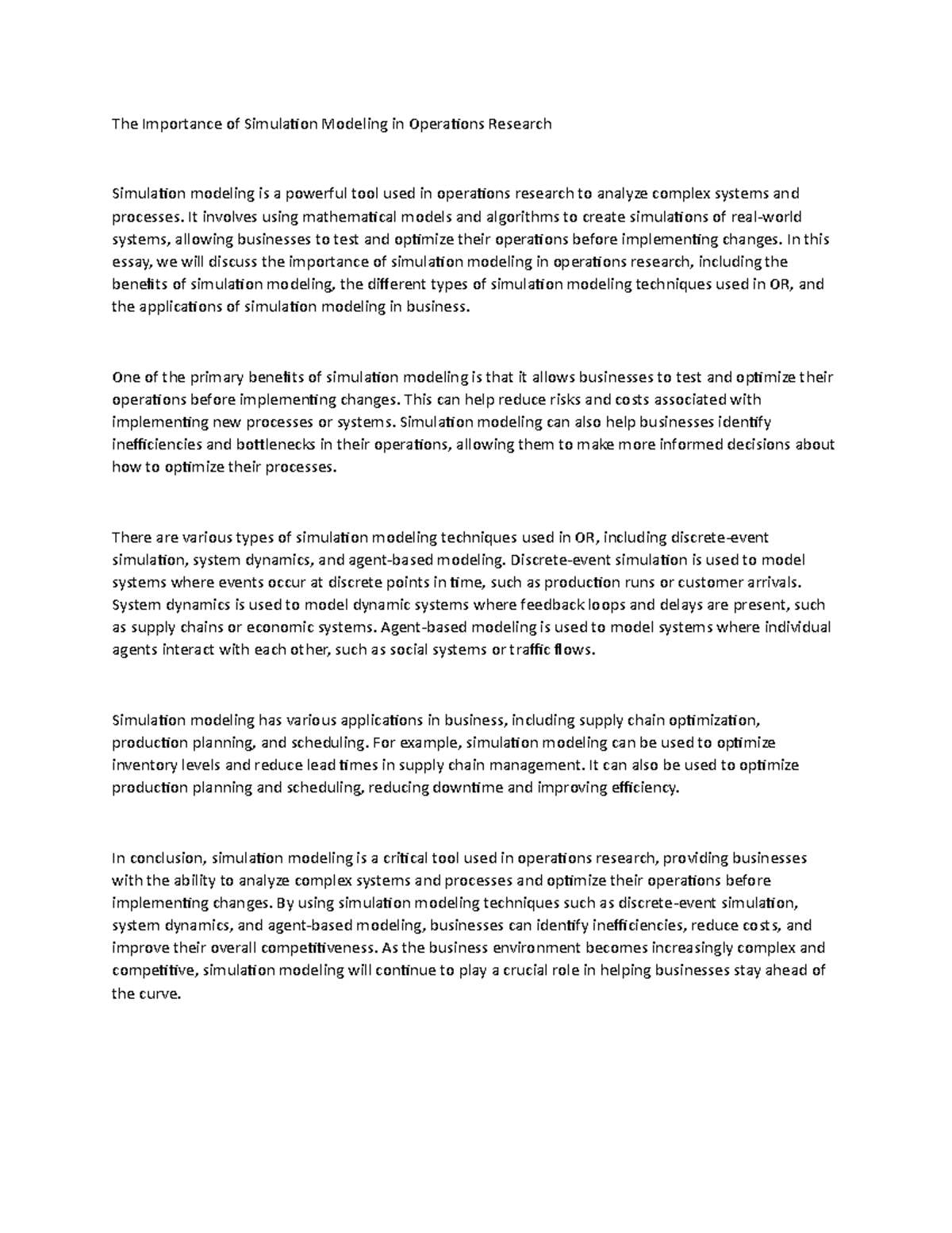 The Importance of Simulation Modeling in Operations Research - It ...