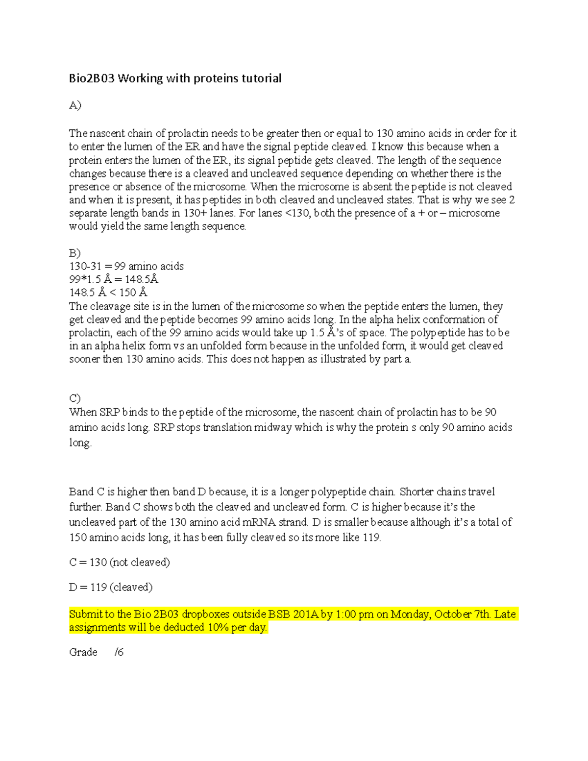 Tut 3 - ITs the 3rd tutorial assignment - Bio2B03 Working with proteins ...