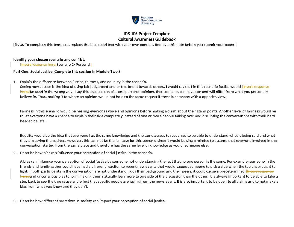 IDS 105 part five - course work material - IDS 105 Project Template ...