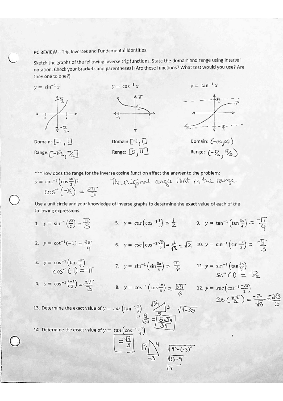 Trig inv and ID review key - Studocu