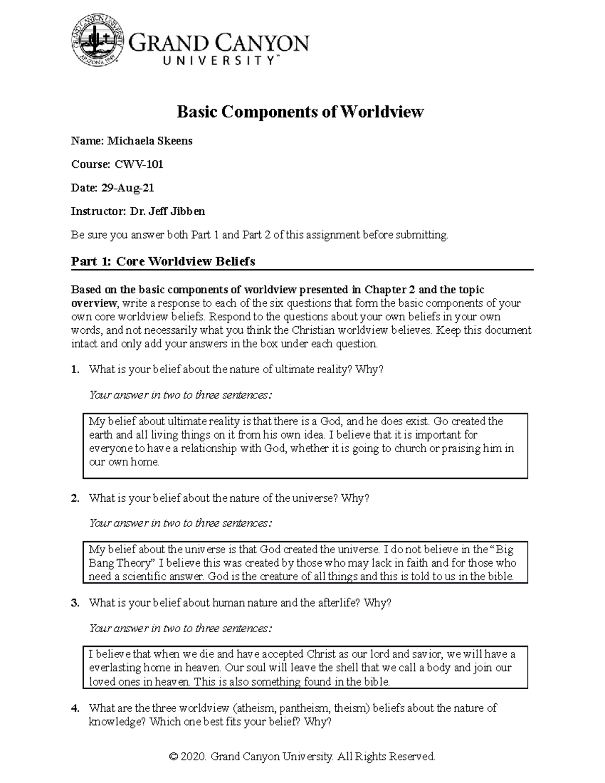 CWV-101-Basic Components Of Worldview - Basic Components of Worldview ...