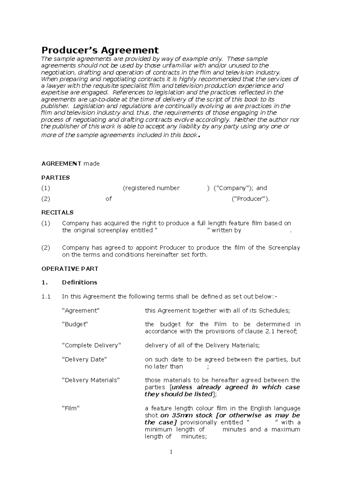 Producer-agreement - Producer agreement - Producer’s Agreement The ...