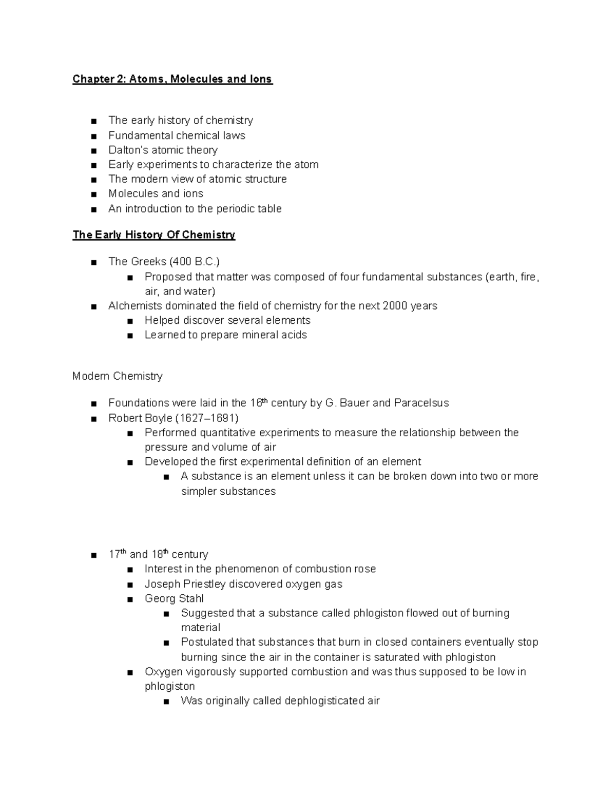 Chem notes sep 9th 21 chapter 2 - Chapter 2: Atoms, Molecules and Ions ...