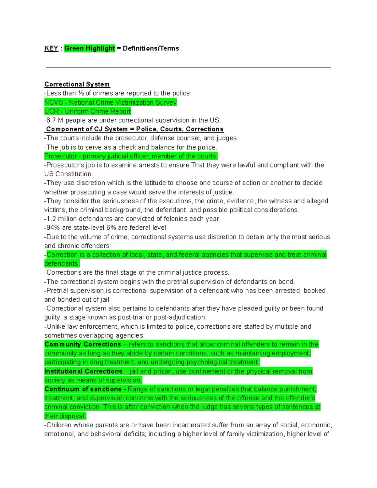 COR 101 Chapter 1 - KEY : Green Highlight = Definitions/Terms ...