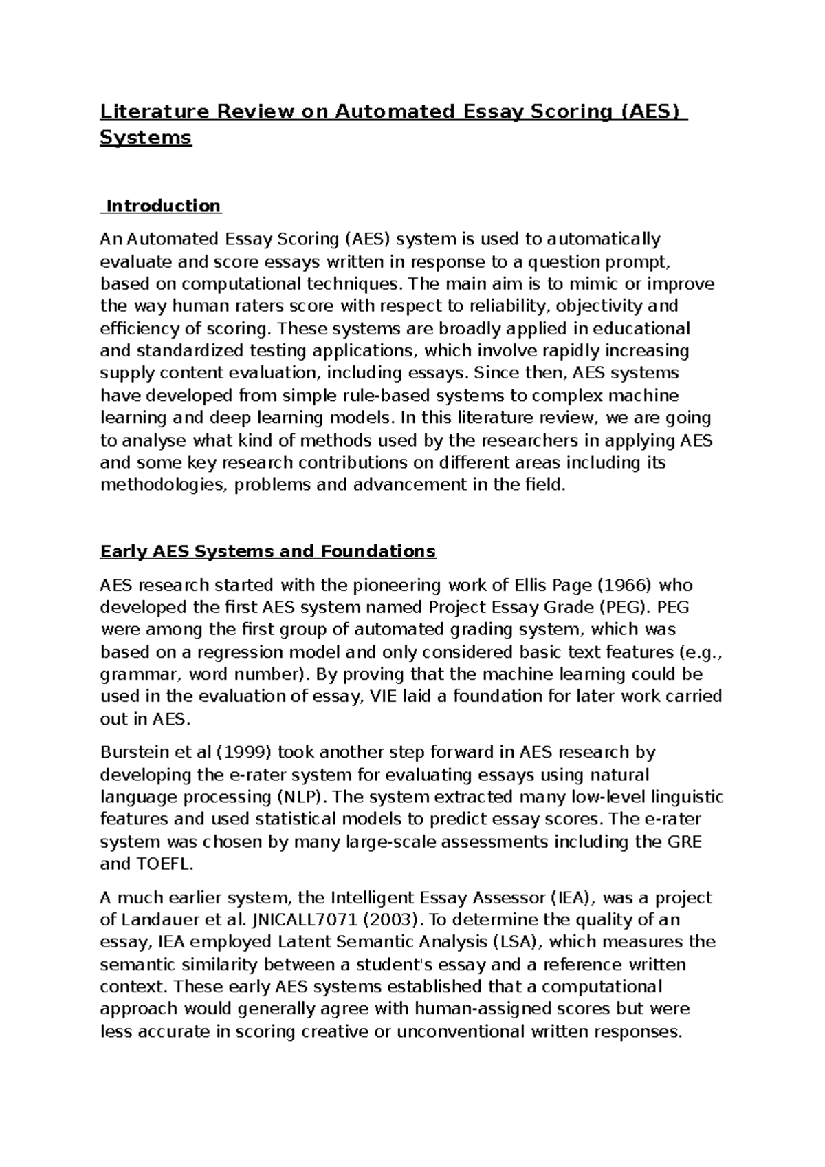 Literature Review on Automated Essay Scoring - Copy - Literature Review ...