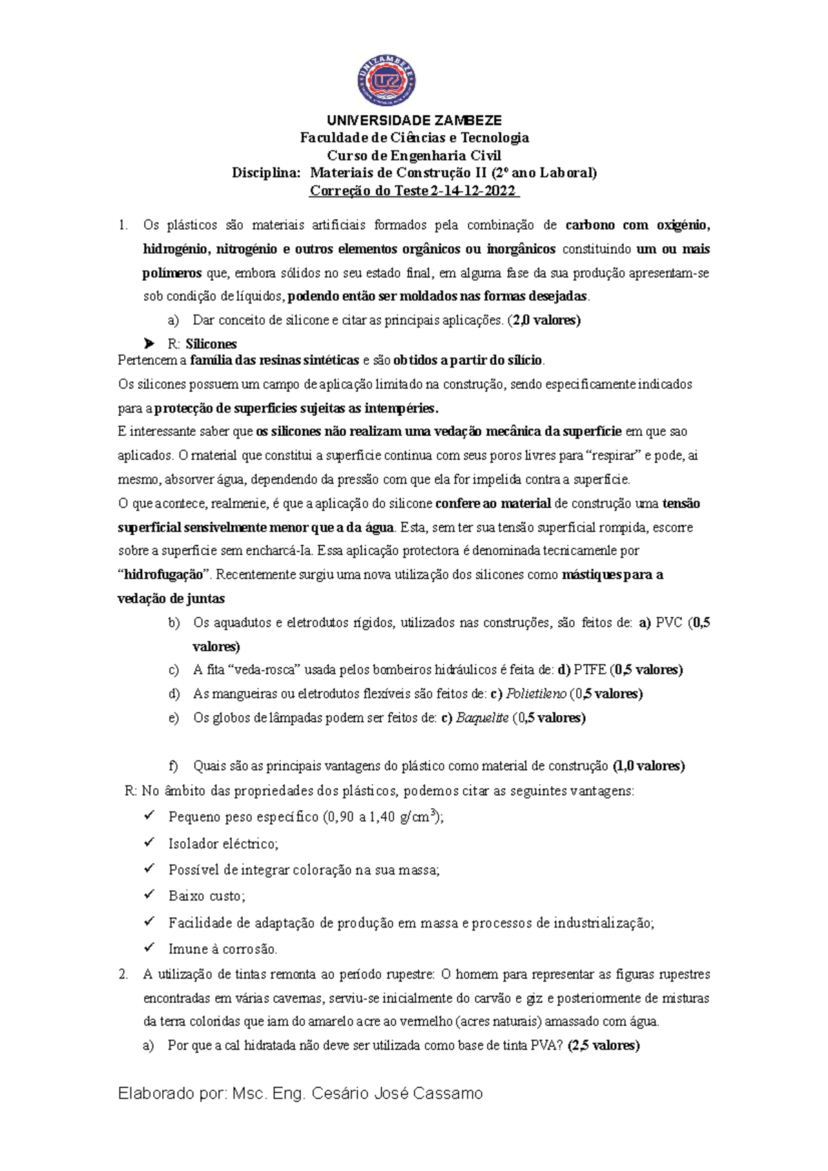 Correcao do Teste 2-Entr.Laboral.2022 MACO II - UNIVERSIDADE ZAMBEZE ...