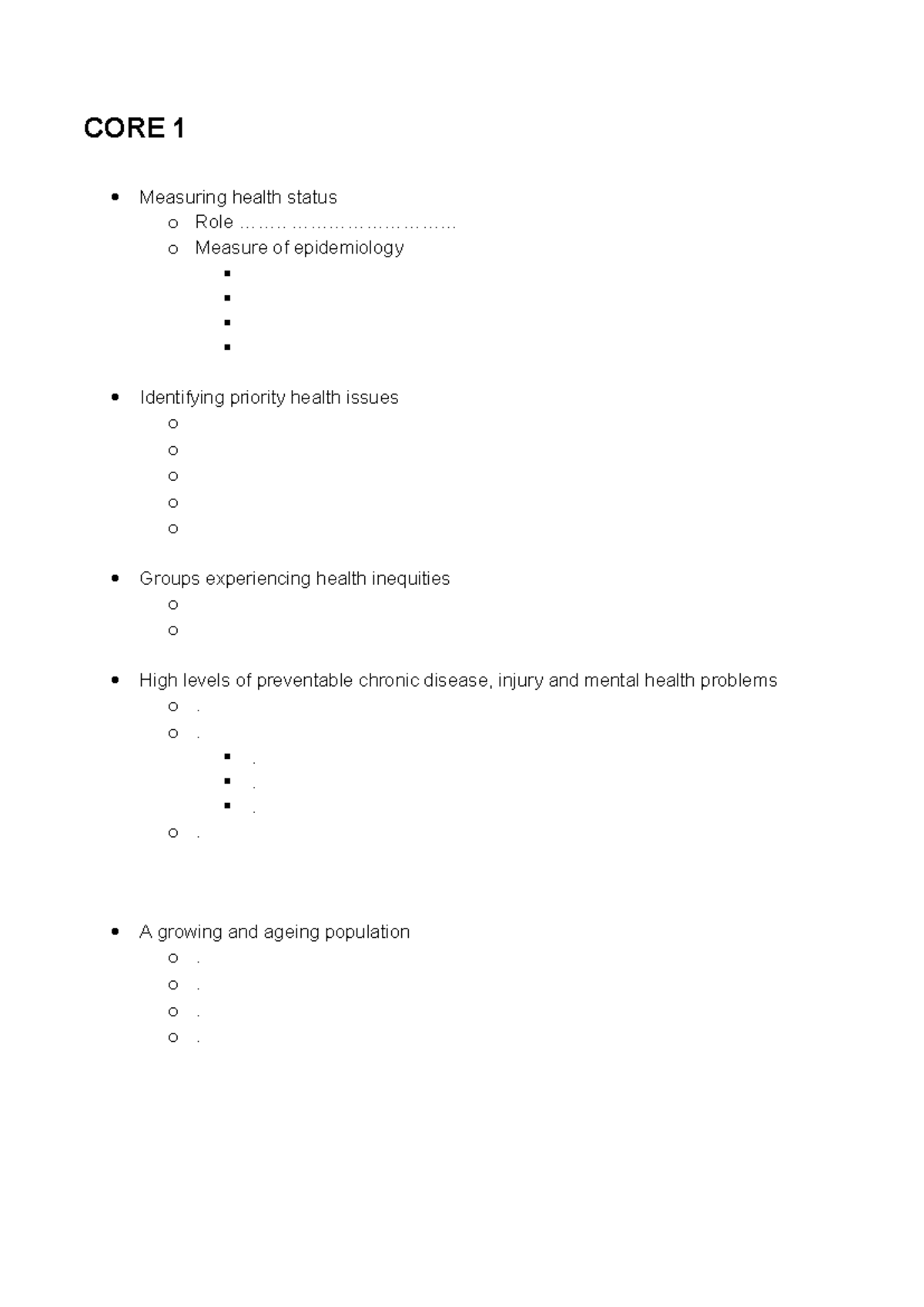 Pdhpe syllabus fill in the blanks - CORE 1 Measuring health status o ...