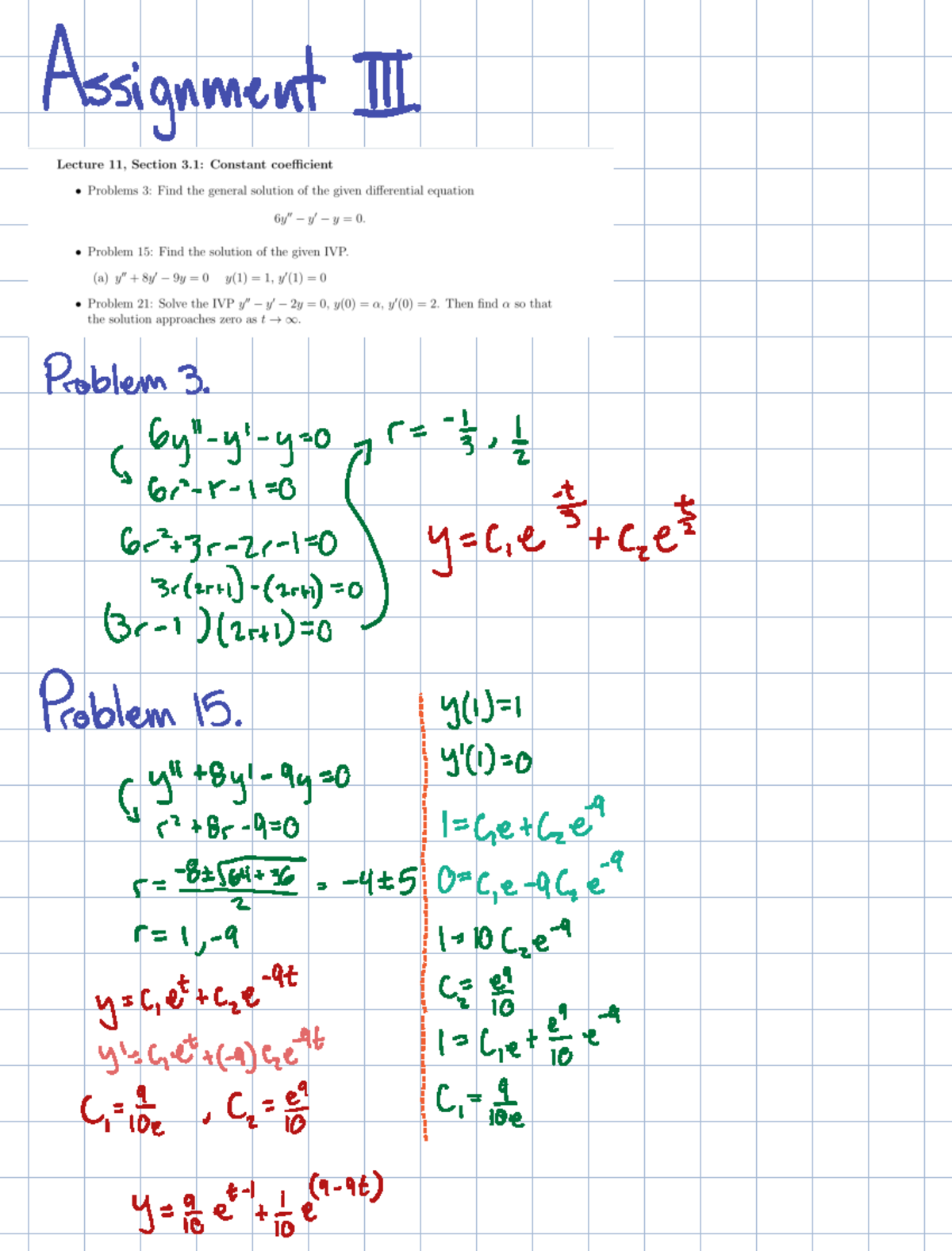 ODE assignment 3 - Assignment Problem 3 by y y o yrs 5 65 1 1 0 6 33 2 ...