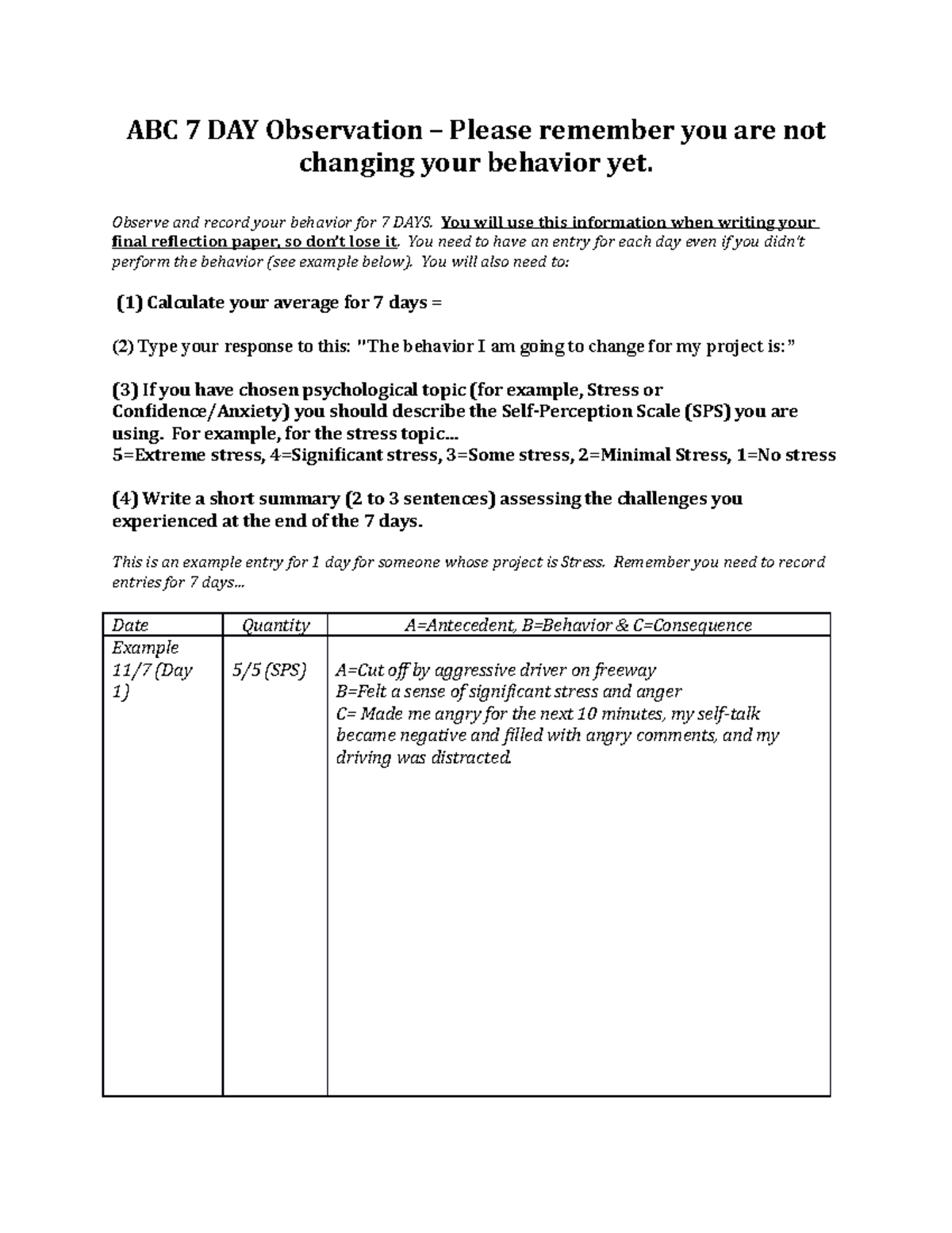 ABC 7 Day Baseline Observation-1 - ABC 7 DAY Observation – Please ...