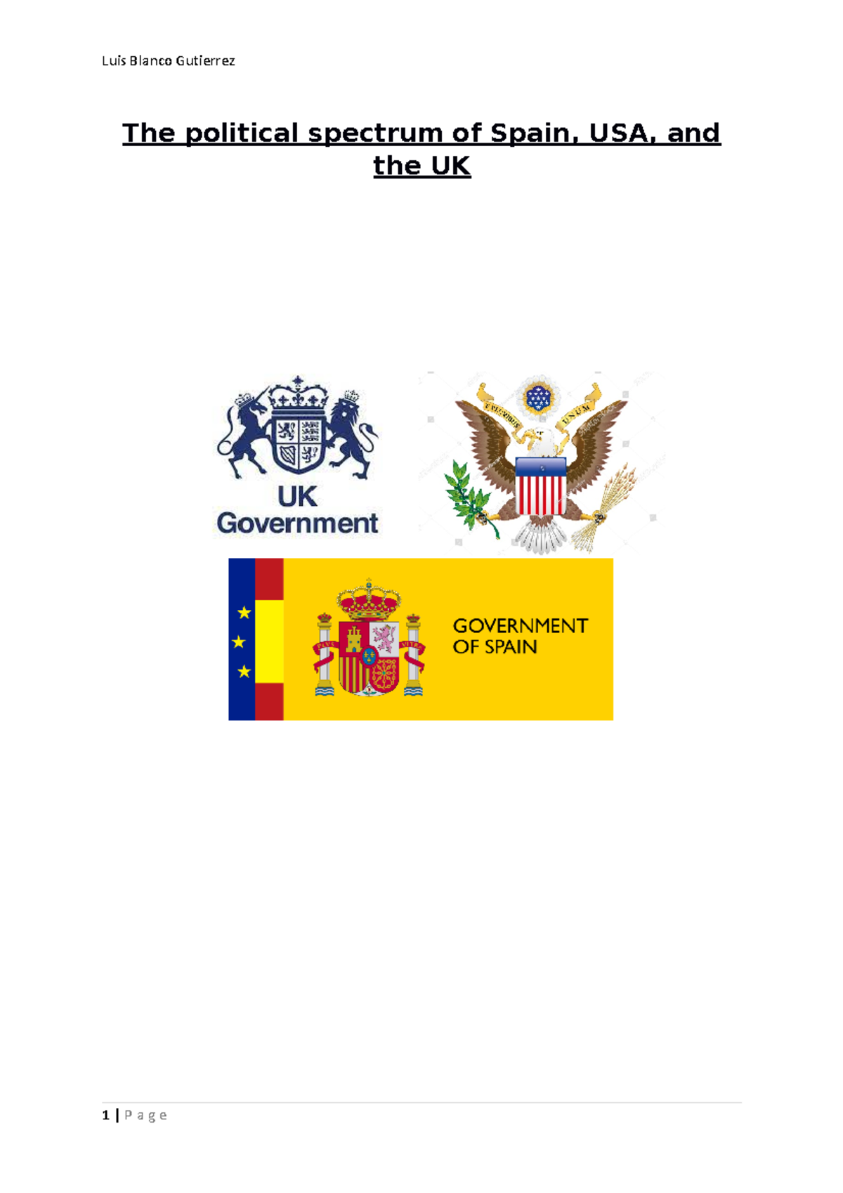 Political spectrum of US, UK and spain - The political spectrum of ...