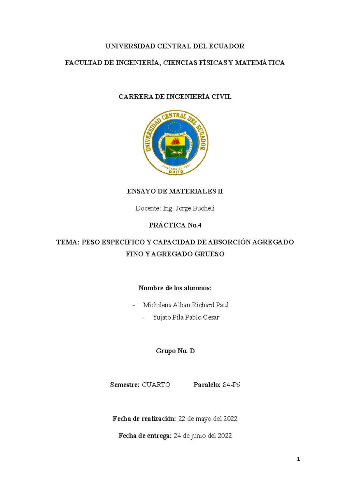 G02 SGD Informe 04 EM2 S4P6 - UNIVERSIDAD CENTRAL DEL ECUADOR FACULTAD ...
