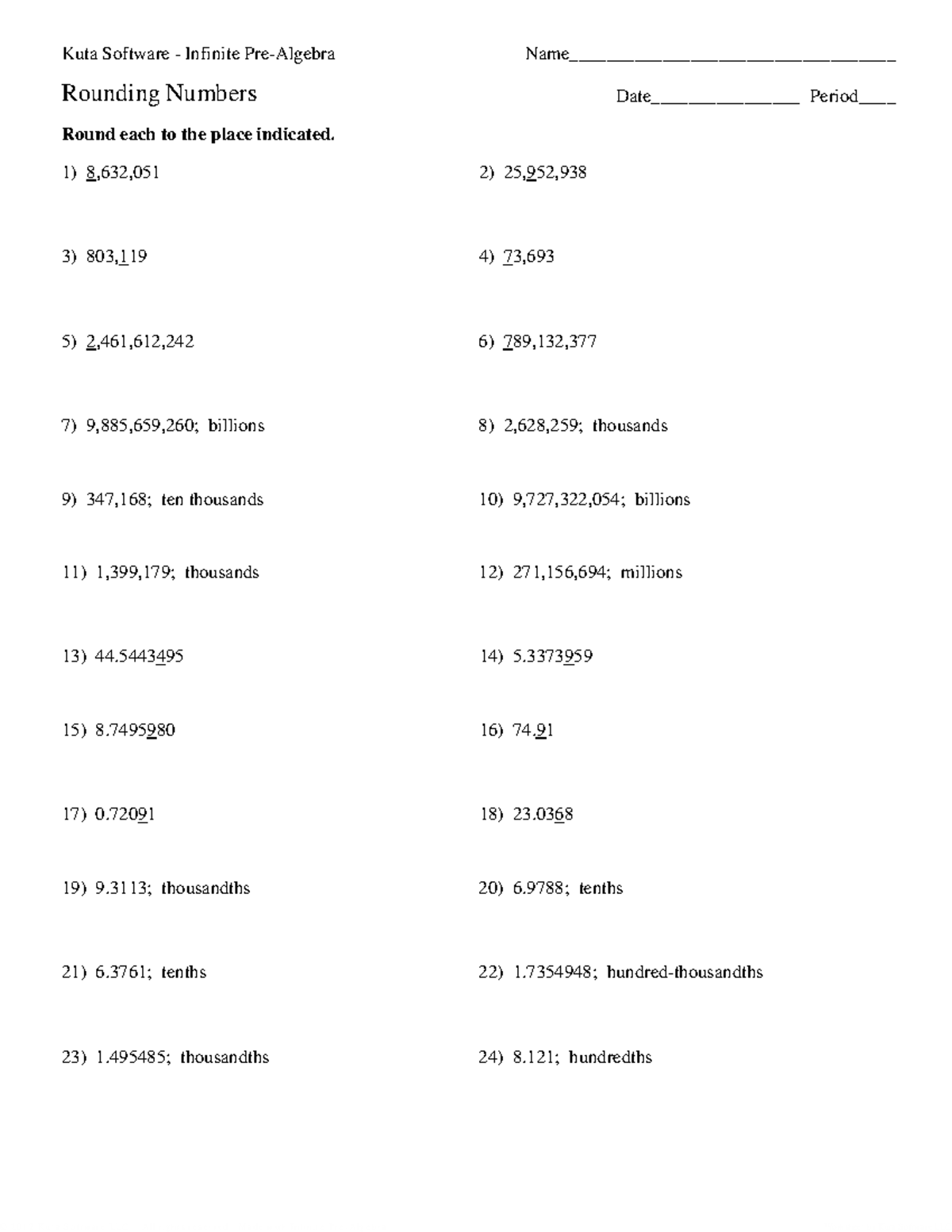 Rounding Numbers - Warm Up Questions - © 4 h 270 S 1 N 22 bKVuctB aE ...