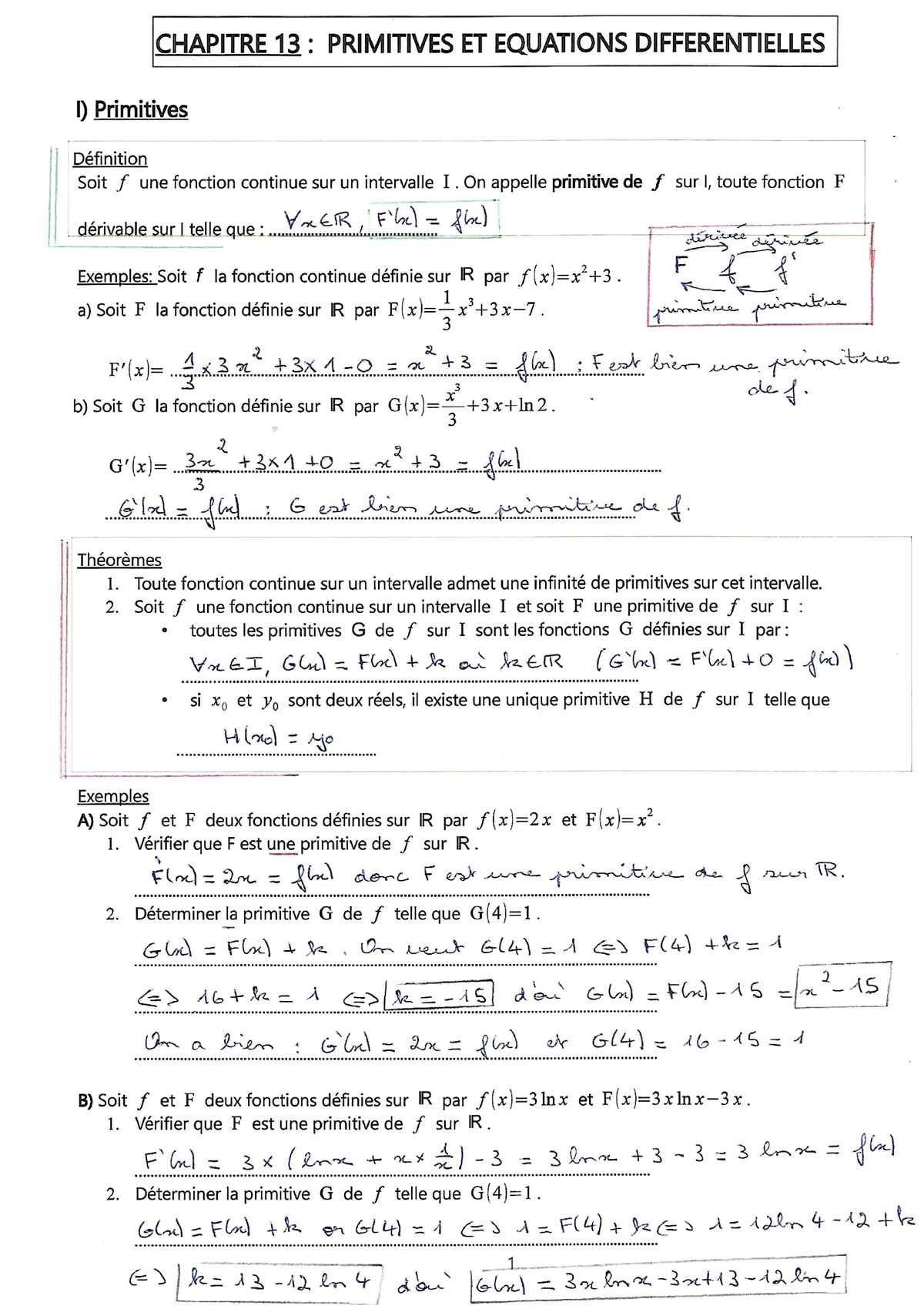 Primitives et équations différentielles - Mathématiques - Studocu