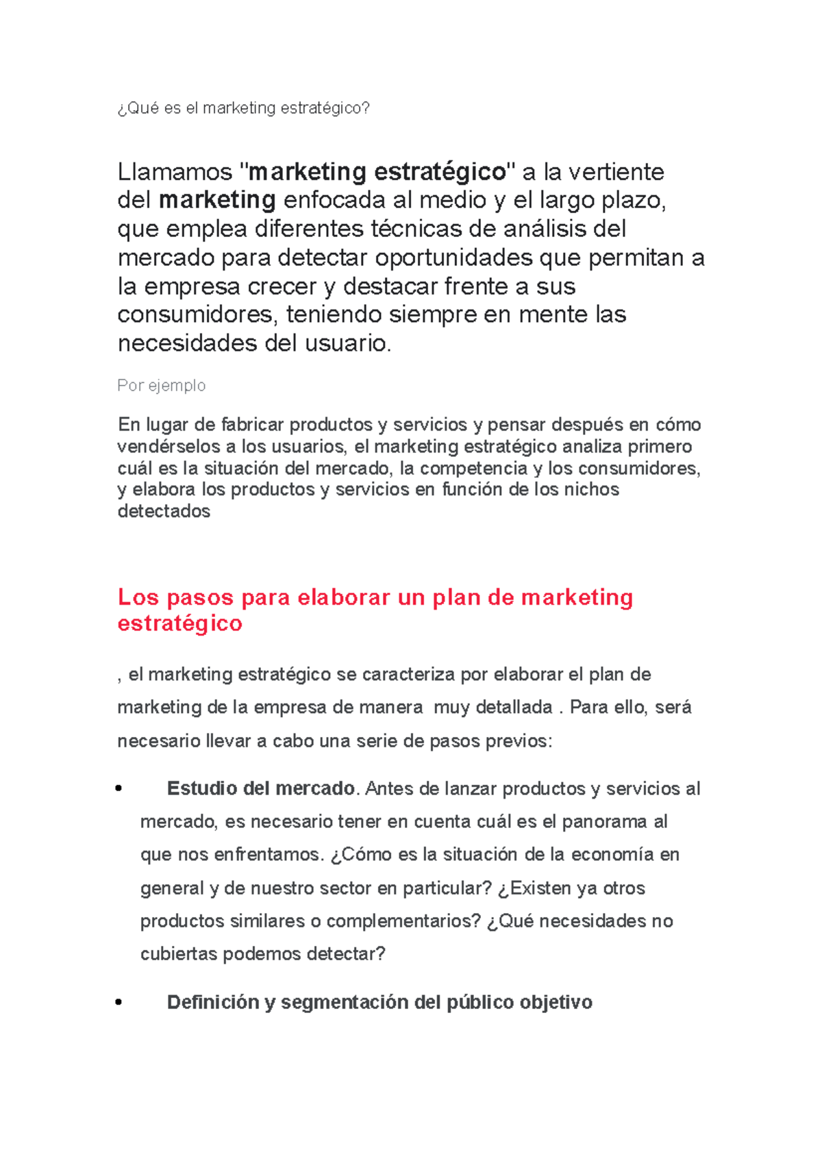 practica de marketing - ¿Qué es el marketing estratégico? Llamamos ...
