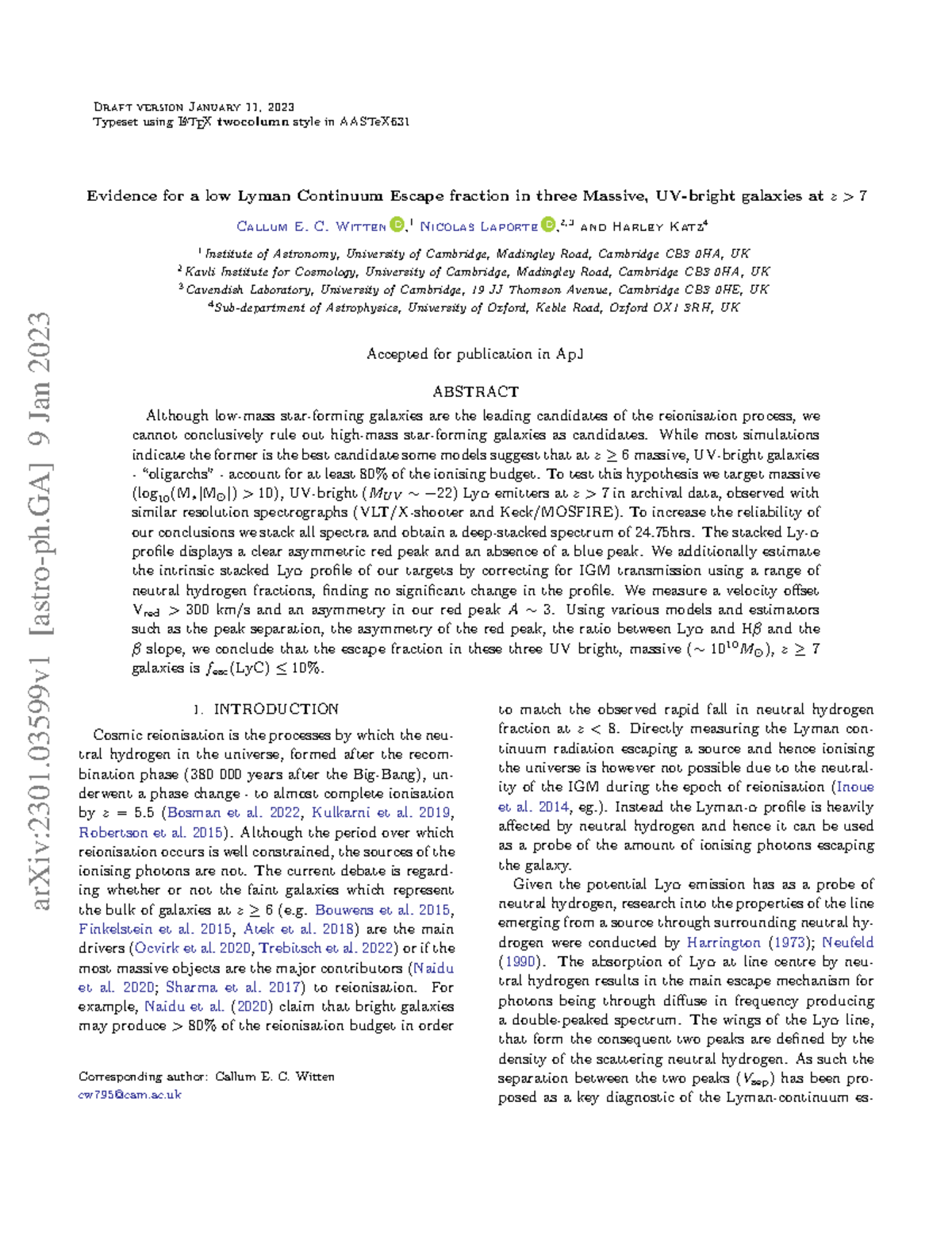 astro paper arxiv - Draft version January 11, 2023 Typeset using LATEX ...