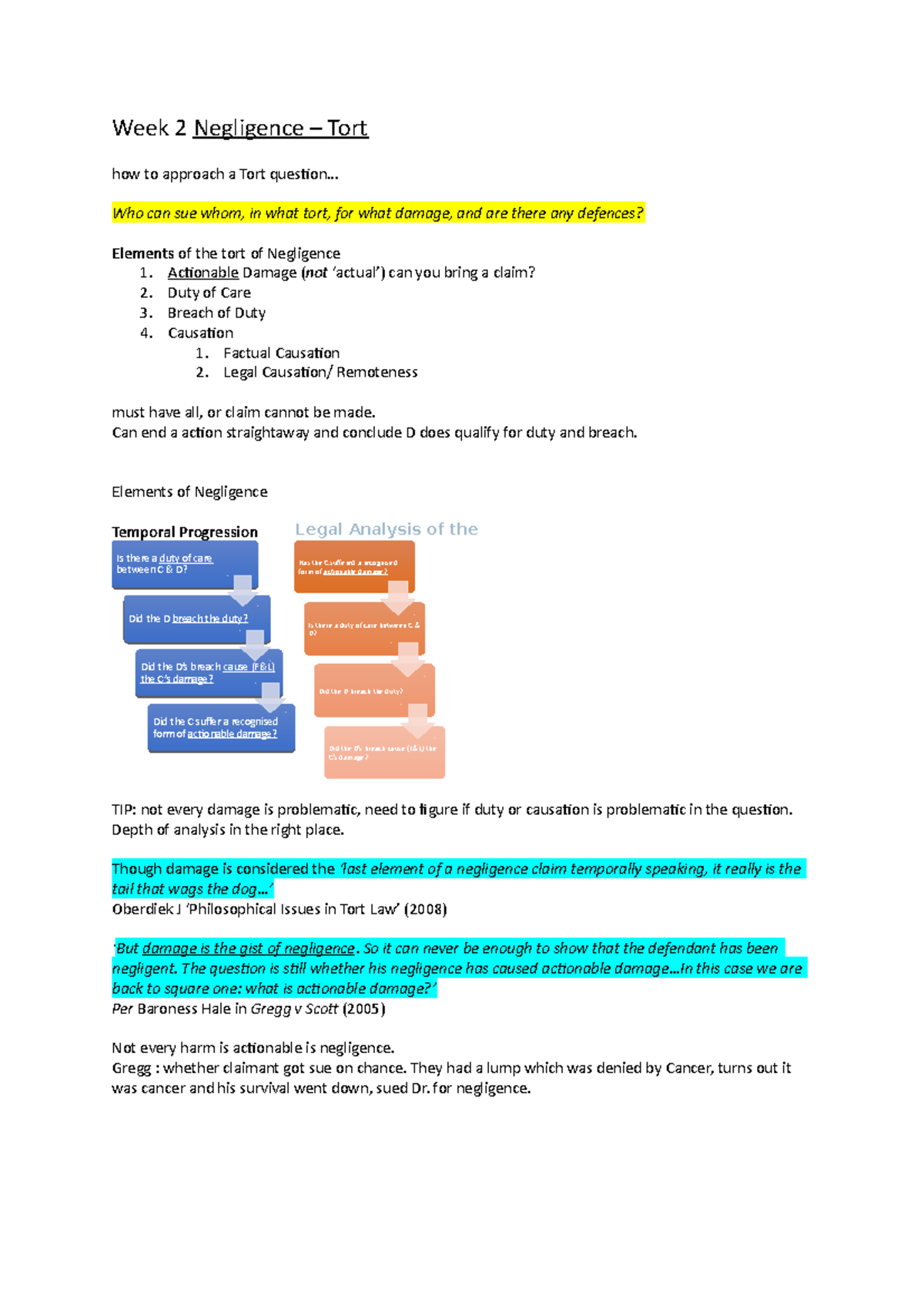 Week 2 Negligence- Tort LAW UOB Law of Torts - Week 2 Negligence – Tort ...