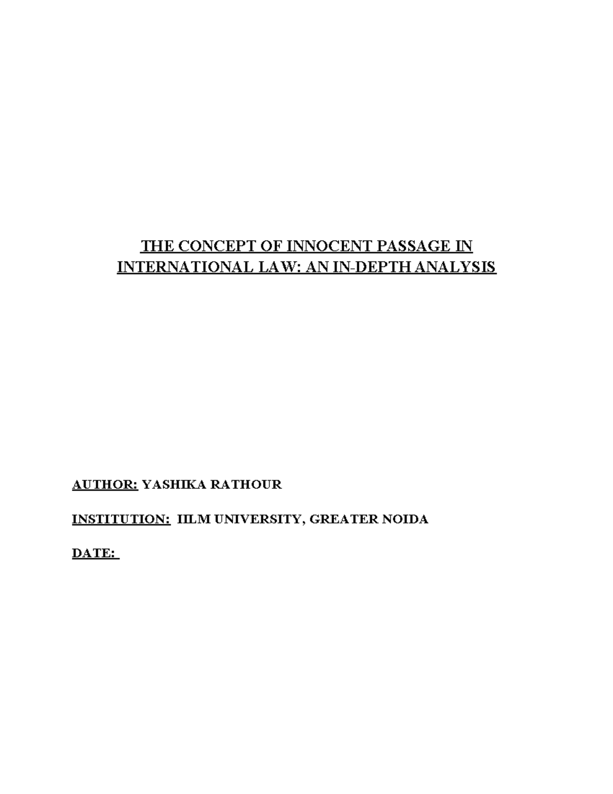 THE Concept OF Innocent Passage IN International LAW-1 - THE CONCEPT OF ...