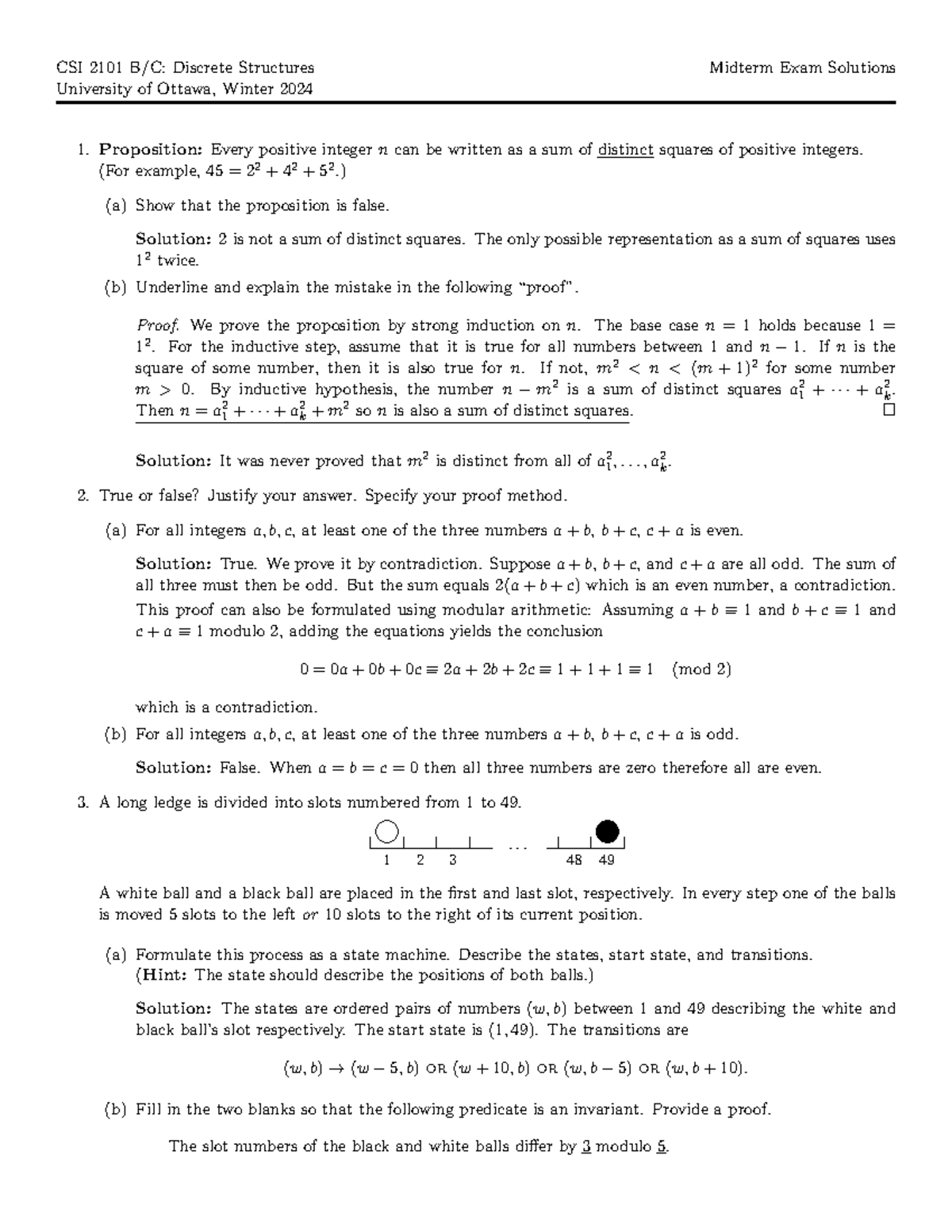 24ms Practice Midterm Csi 2101 Bc Discrete Structures Midterm Exam Solutions University Of