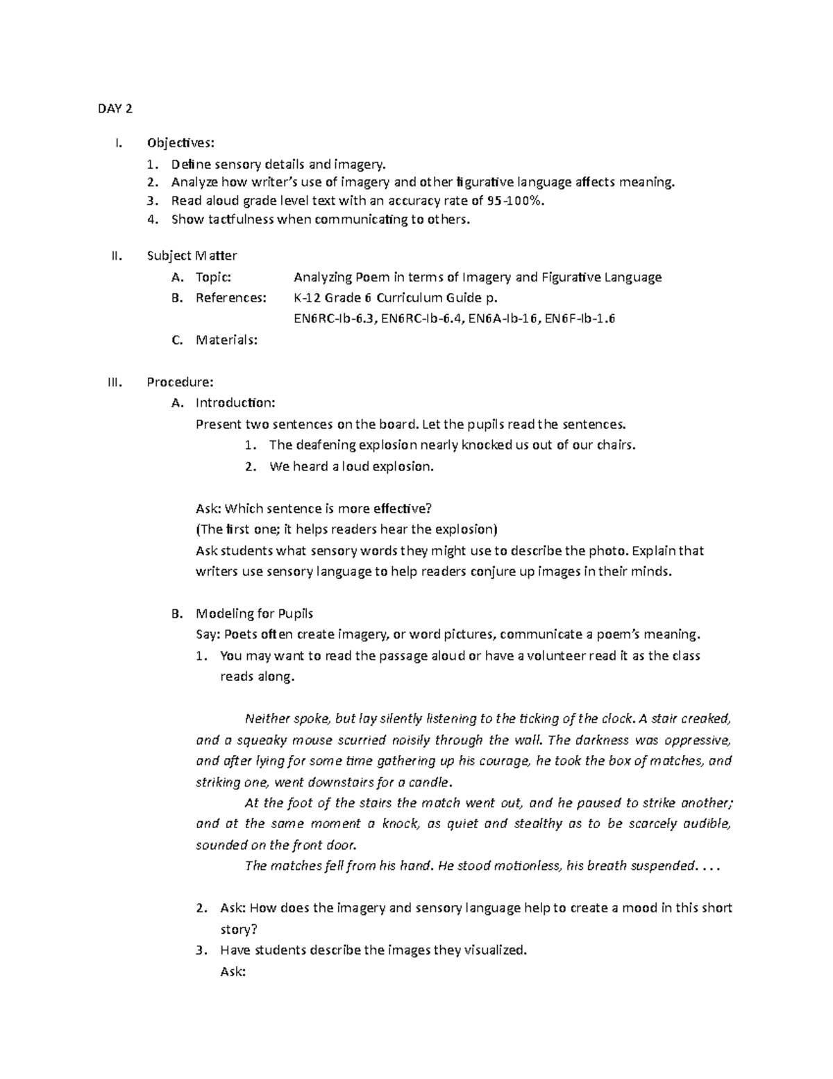 DAY 2 - Detailed Lesson plan in Social studies and English 6. I hope it ...