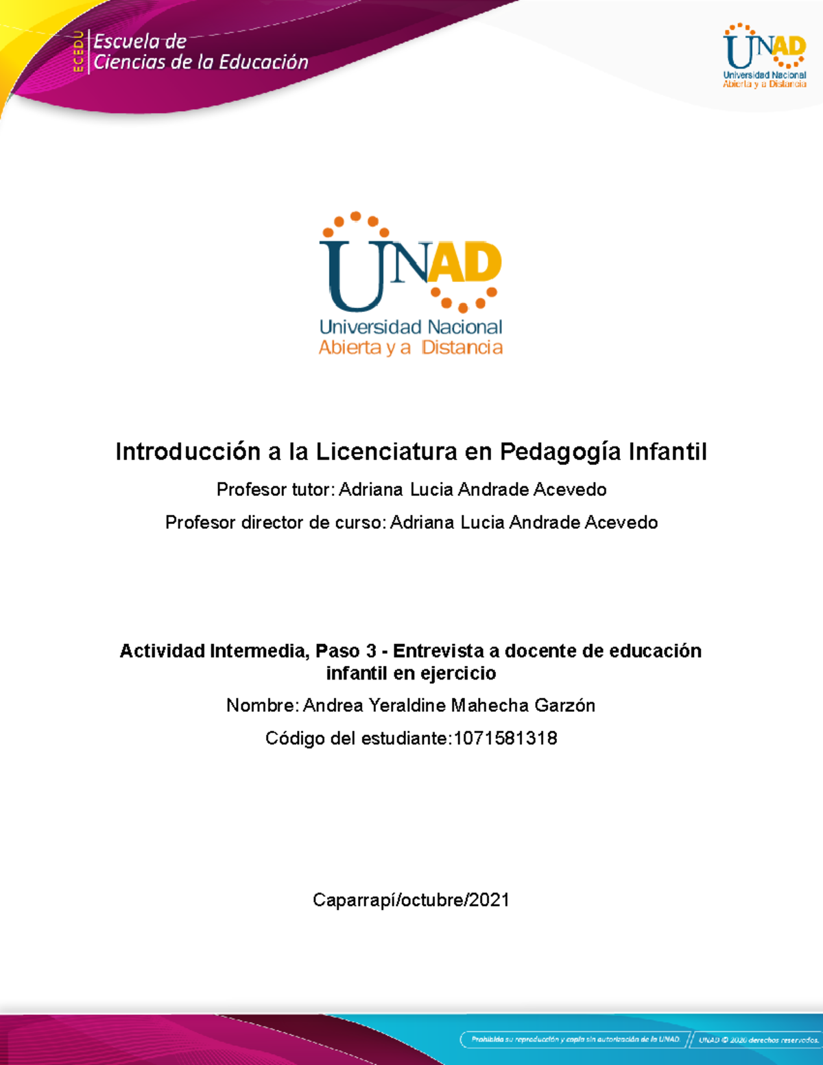 Entrevista-Andrea Mahecha - Introducción a la Licenciatura en Pedagogía ...