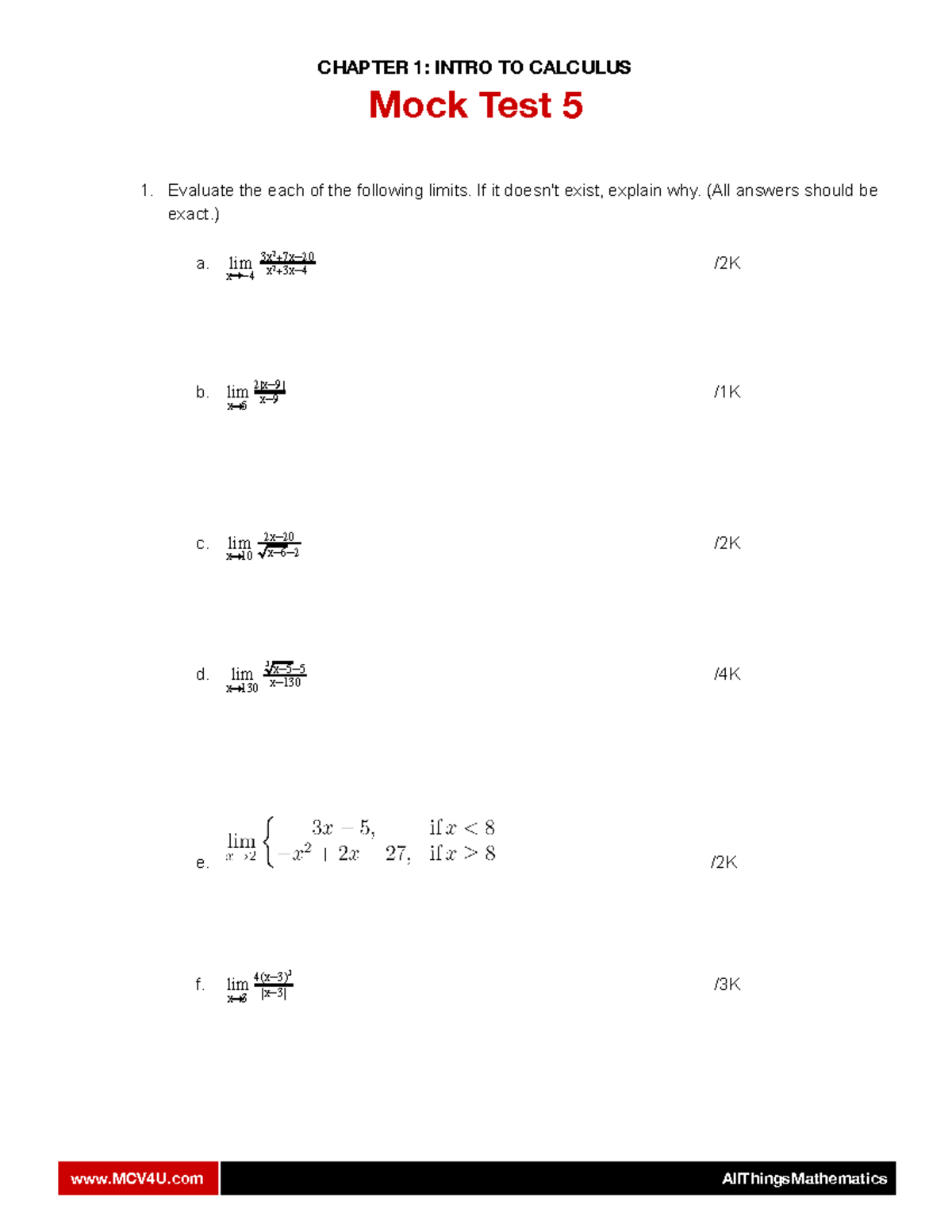 Mock Test 5 (MCV4U Chapter 1) - google/document/d/1Bb6dEO1SDsaOaD4B8WS ...