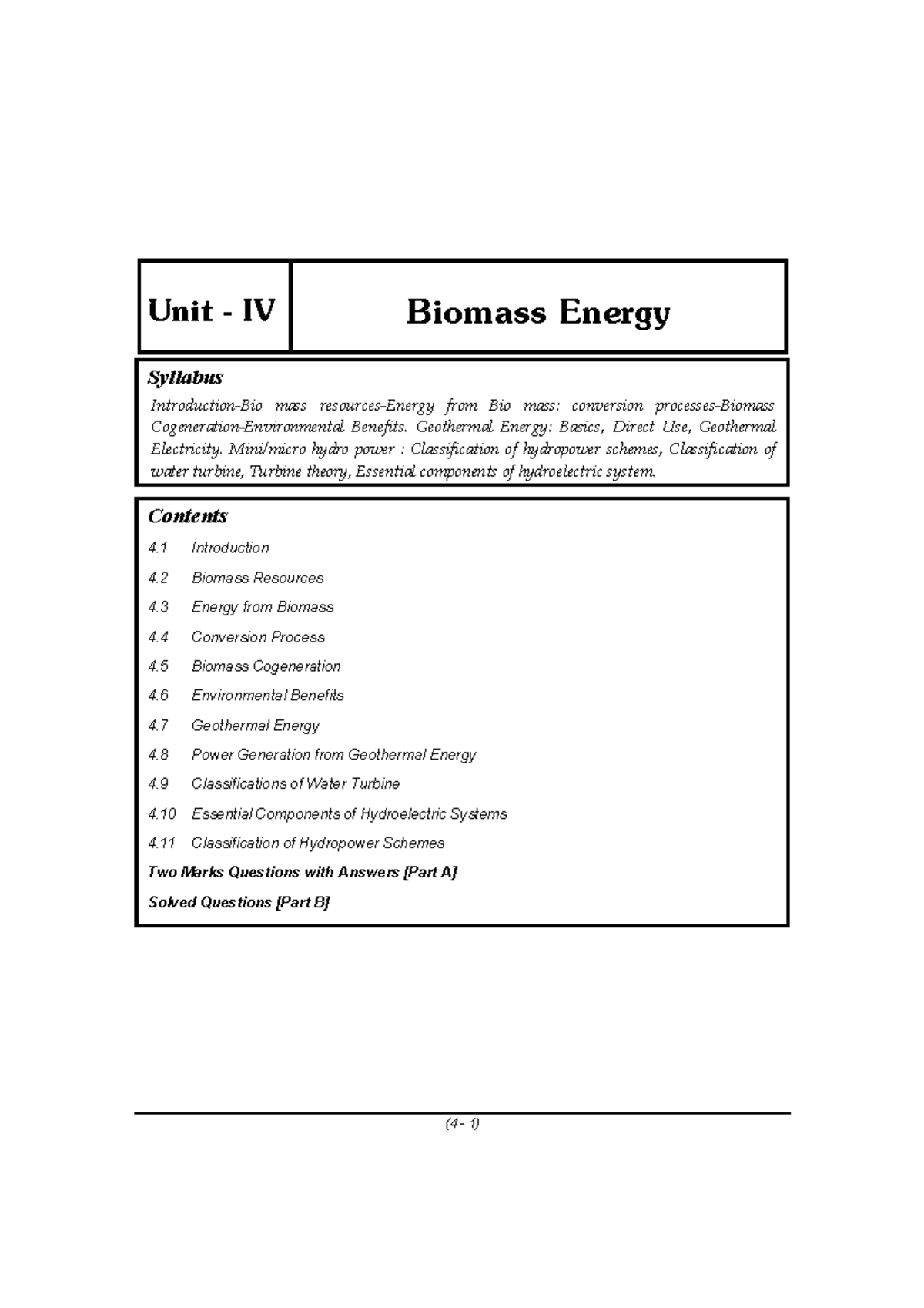 Biomass Energy - Notes - (4 - 1) Unit - IV Biomass Energy Syllabus ...