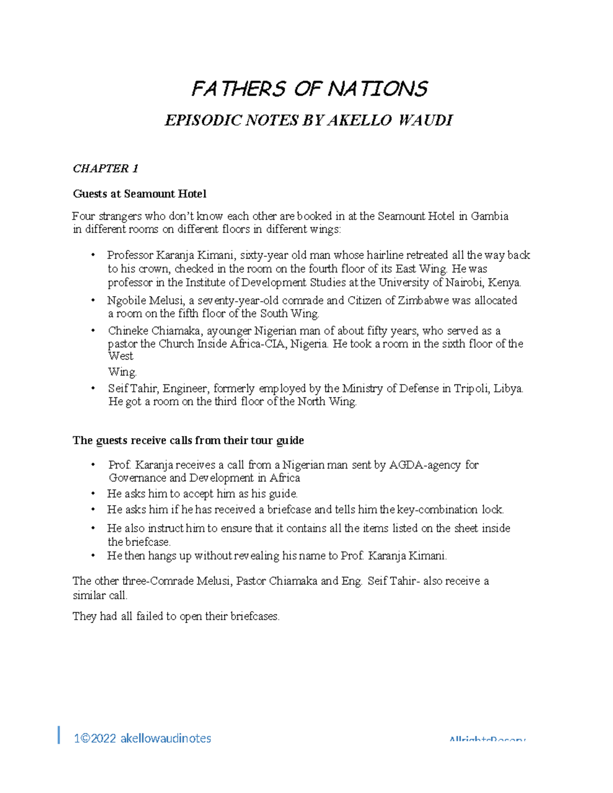 MY Fathers OF Nations Notes - FATHERS OF NATIONS EPISODIC NOTES BY ...