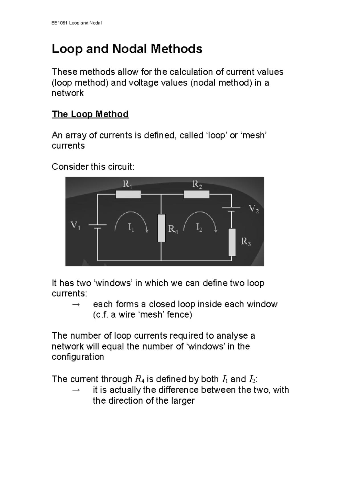 5 Loop and Nodal Notes - practice material - Loop and Nodal Methods ...
