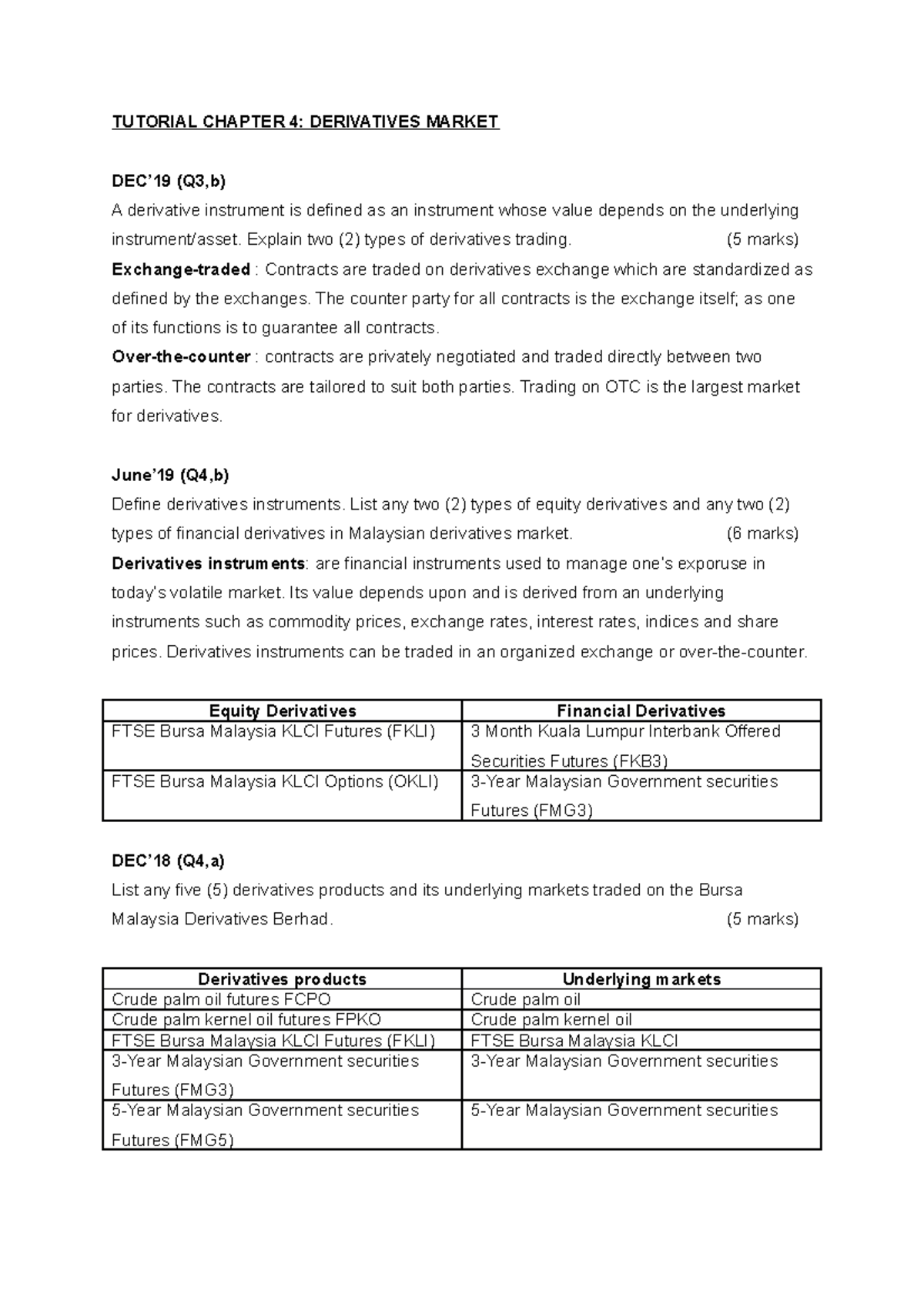 Chapter 5 Past Year Question and Answer - TUTORIAL CHAPTER 4 ...