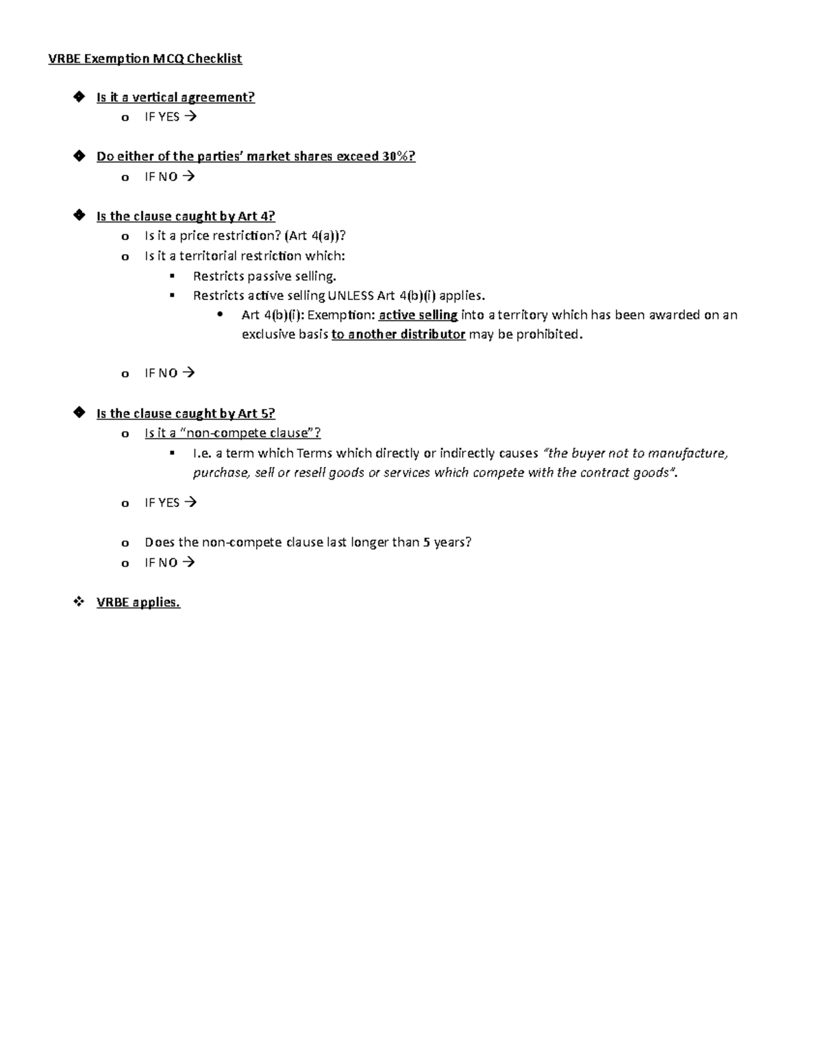 4. VRBE Exemption MCQ Checklist - VRBE Exemption MCQ Checklist Is it a ...