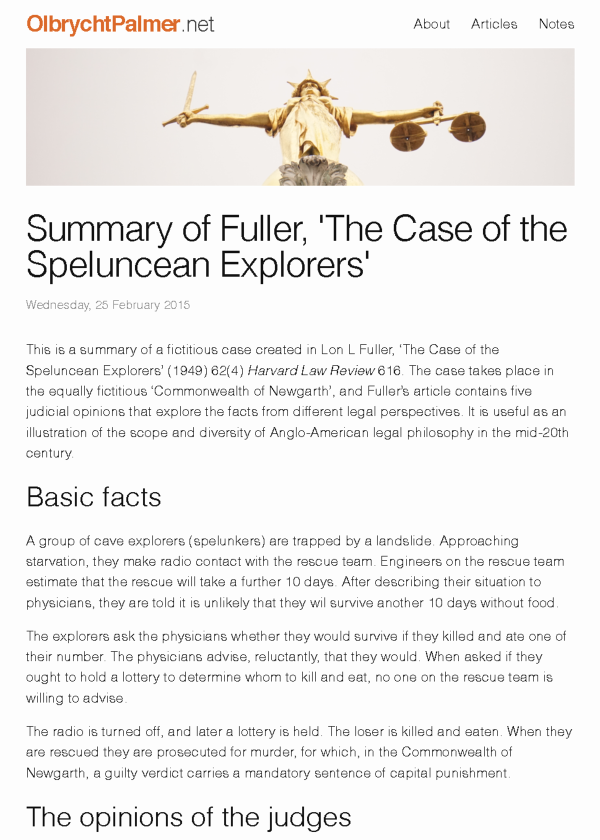 Speluncean-explorers-Summary 2 - Summary of Fuller, 'The Case of the ...
