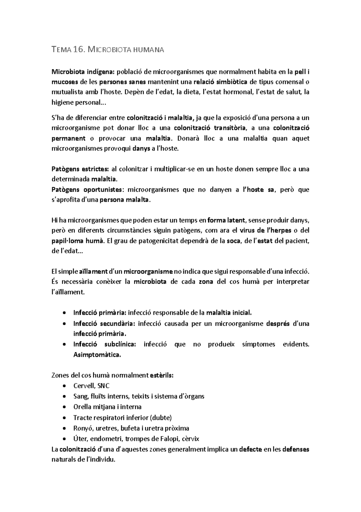 TEMA 16. MICROBIOTA HUMANA - TEMA 16. MICROBIOTA HUMANA Microbiota ...