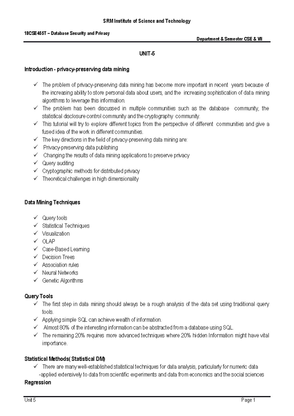 Unit 5 Dsp Unit 5 Notes Srm Institute Of Science And Technology