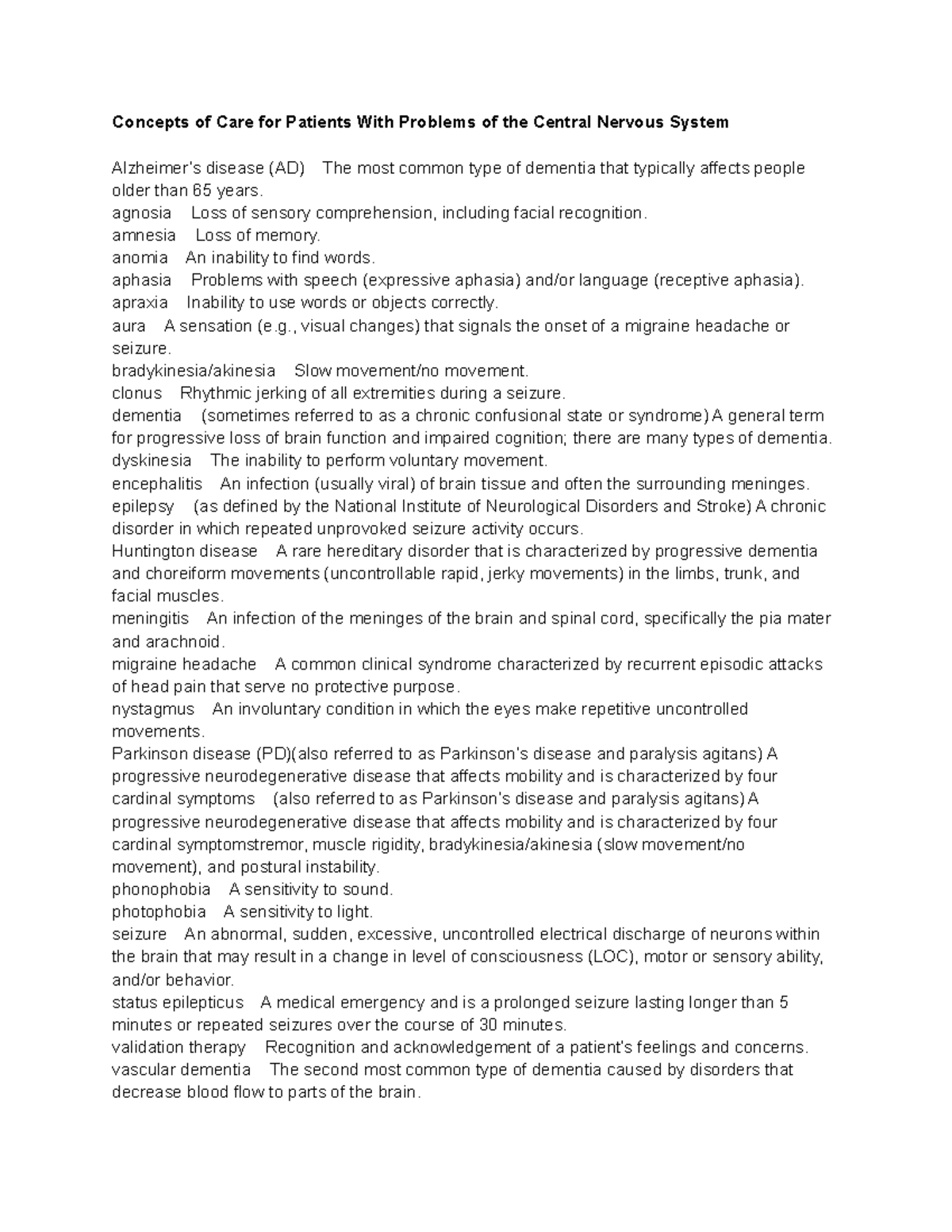 Unit 9, Chapter 39 - Notes on Ignatavicius Med-Surg Nursing - Concepts ...