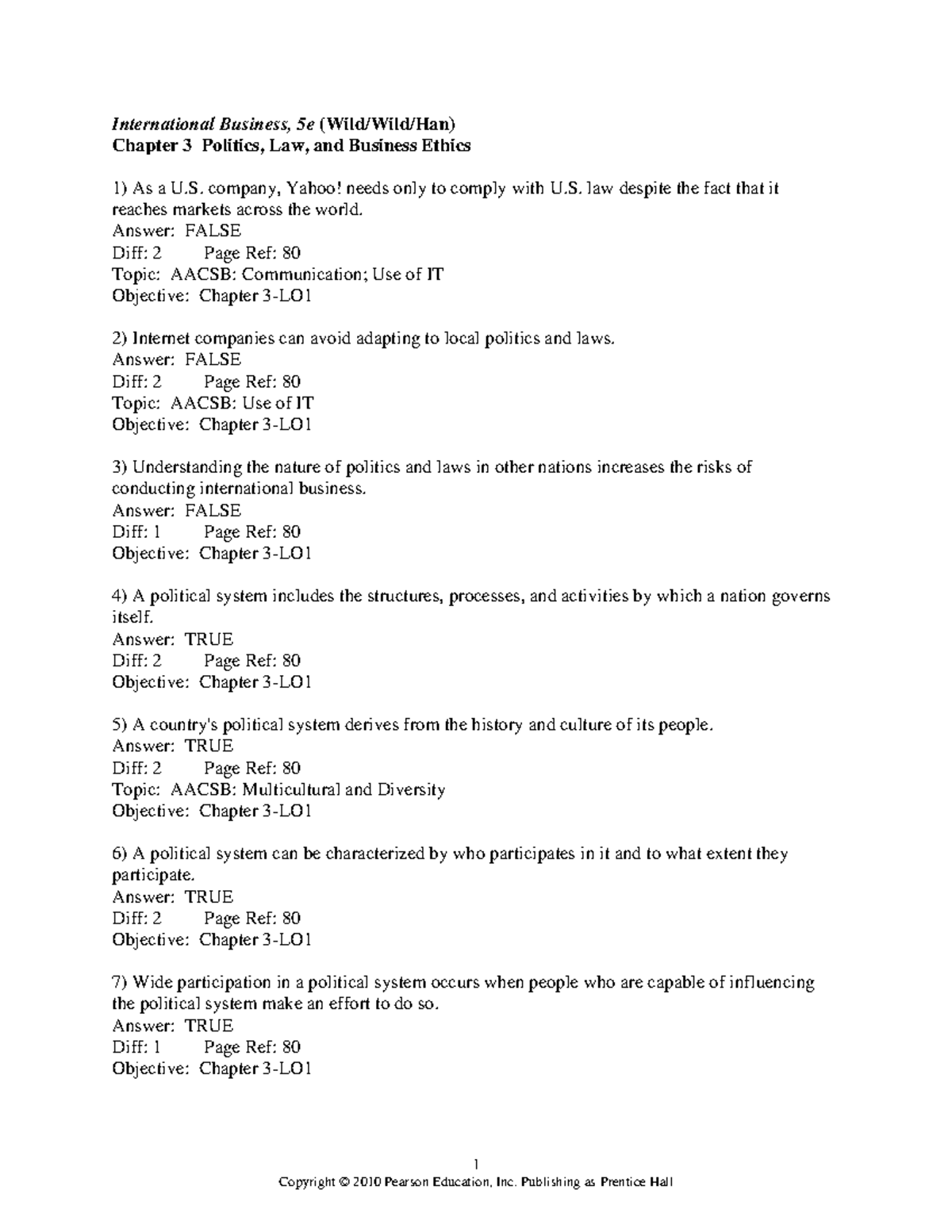 Wild Chapter 3 - 1 International Business, 5e (Wild/Wild/Han) Chapter 3 ...