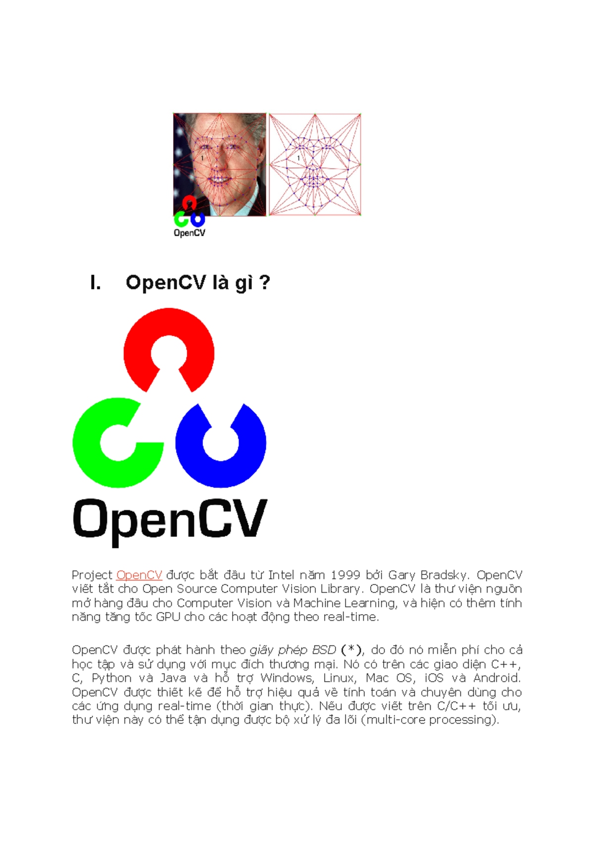 Tìm hiểu về Open CV - dsađa - I. OpenCV là gì? Project OpenCV được bắt ...