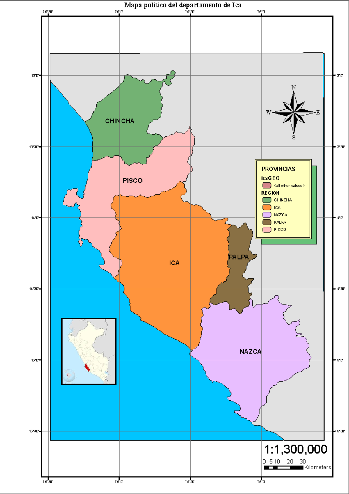Mapa sesion 5 - ICA NAZCA PISCO CHINCHA PALPA ####### 75°0' ####### 75 ...