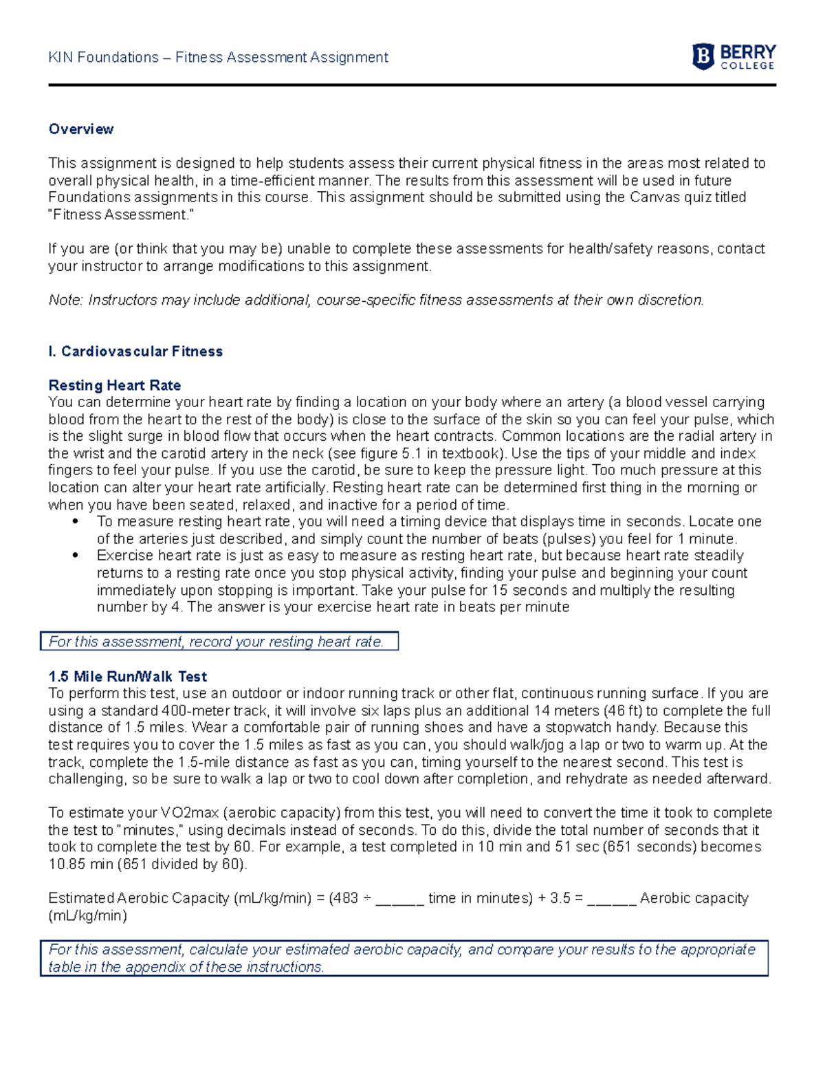 Fitness Assessment Revised-1 - KIN Foundations – Fitness Assessment ...