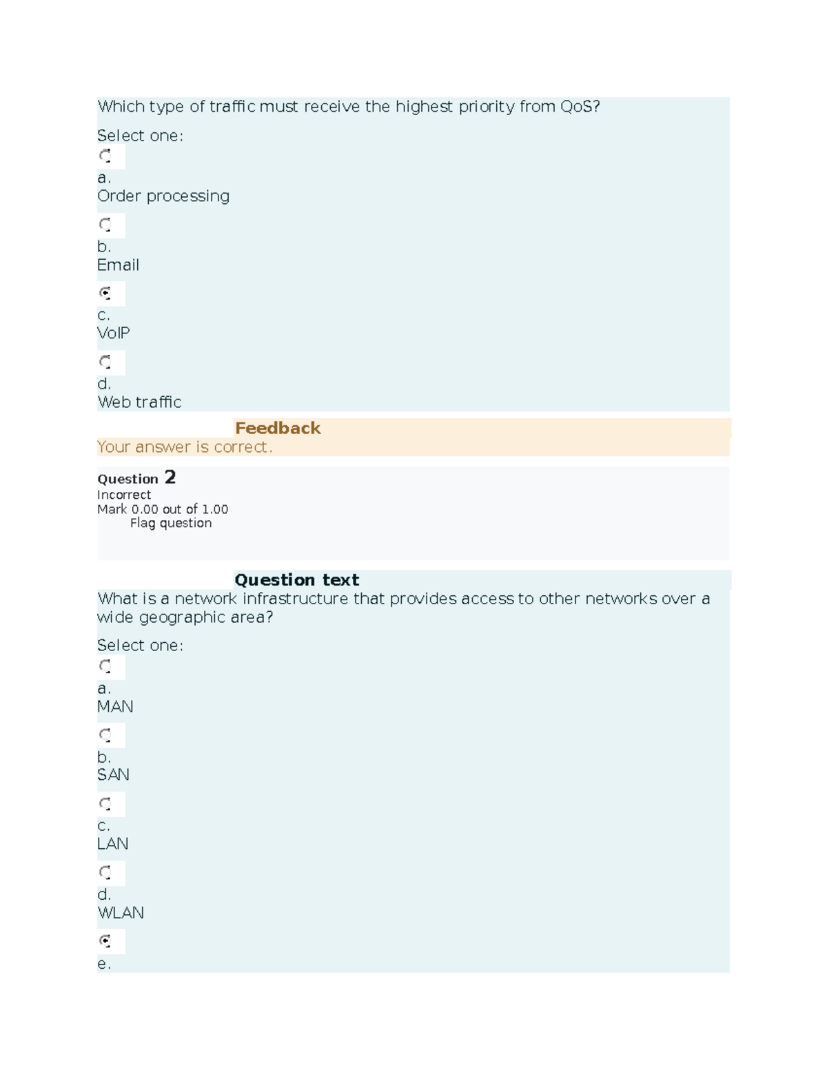 Data Com PQ1 LEC - Data Com prelim quiz 1 - Which type of traffic must receive the highest ...