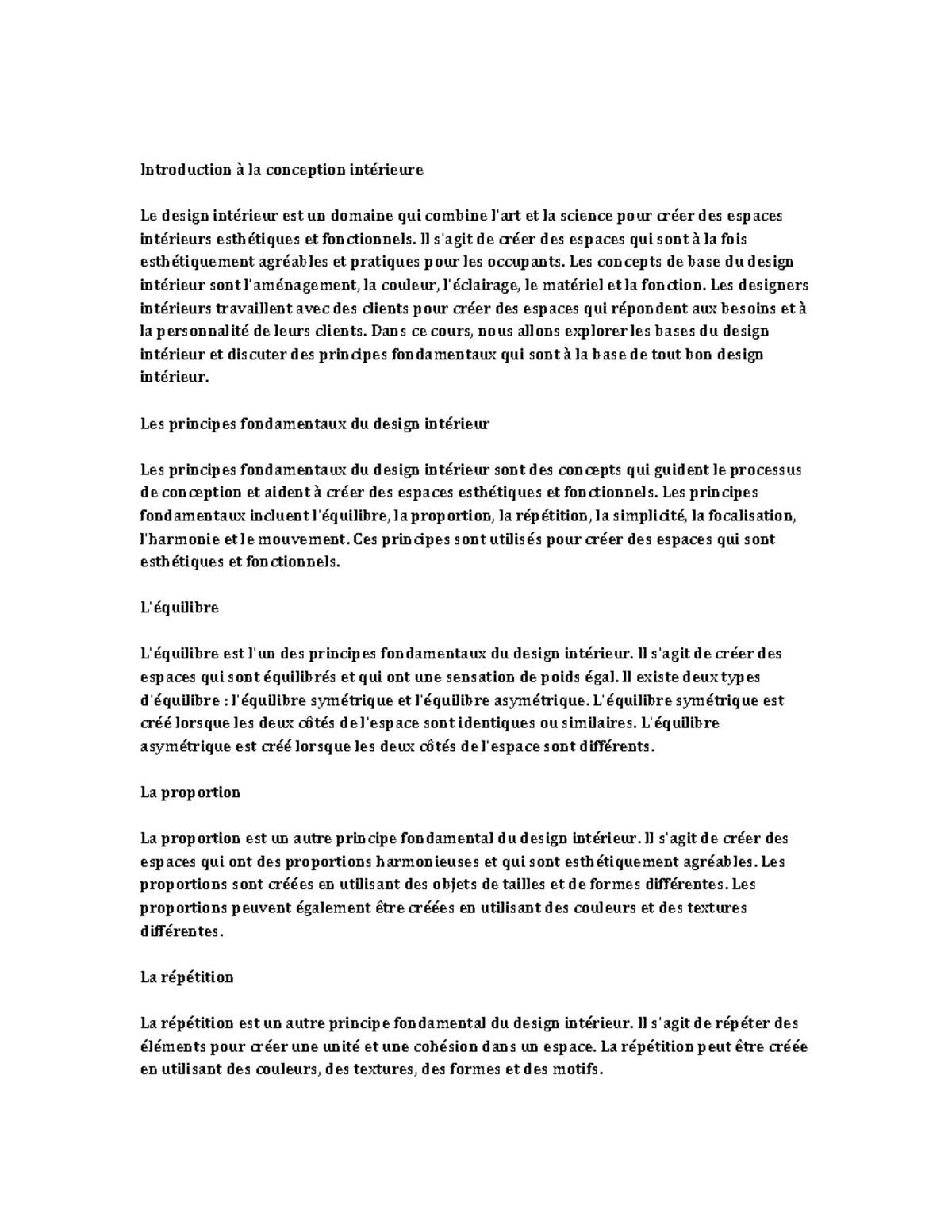 Interior Design - Introduction à la conception intérieure Le design ...