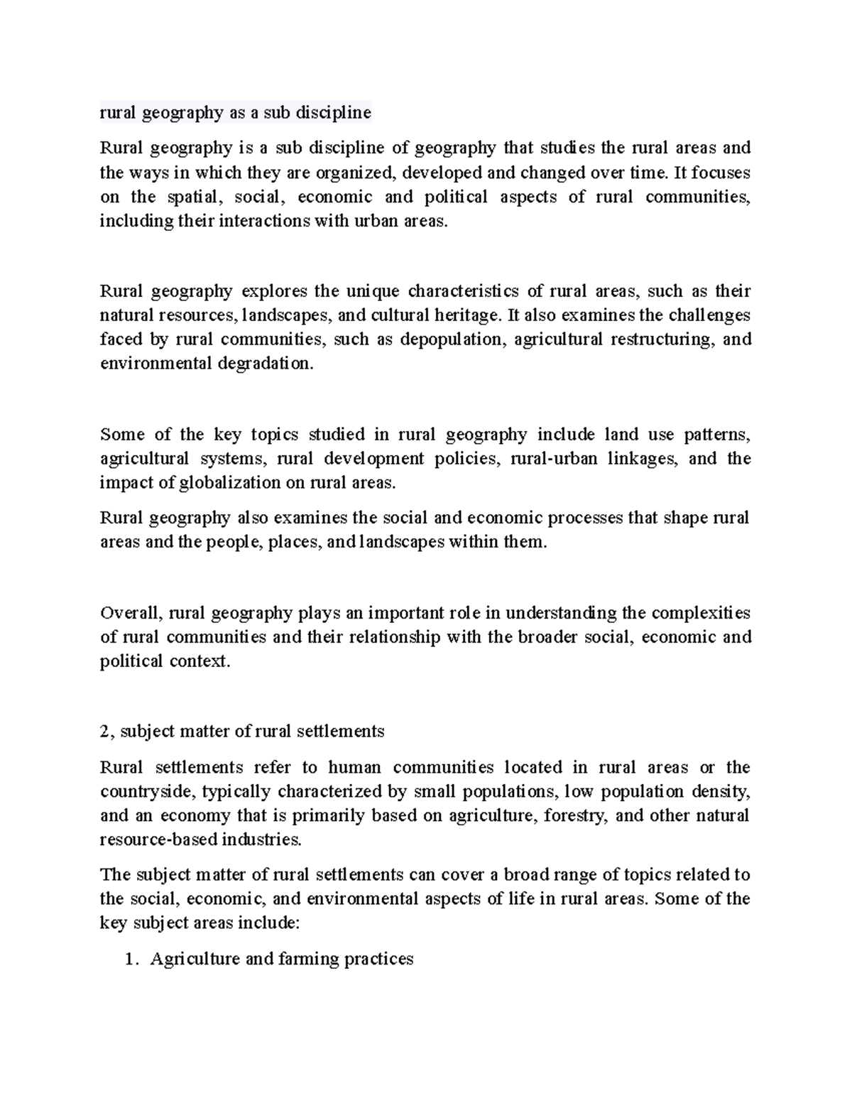 Rural geography as a sub discipline - rural geography as a sub ...