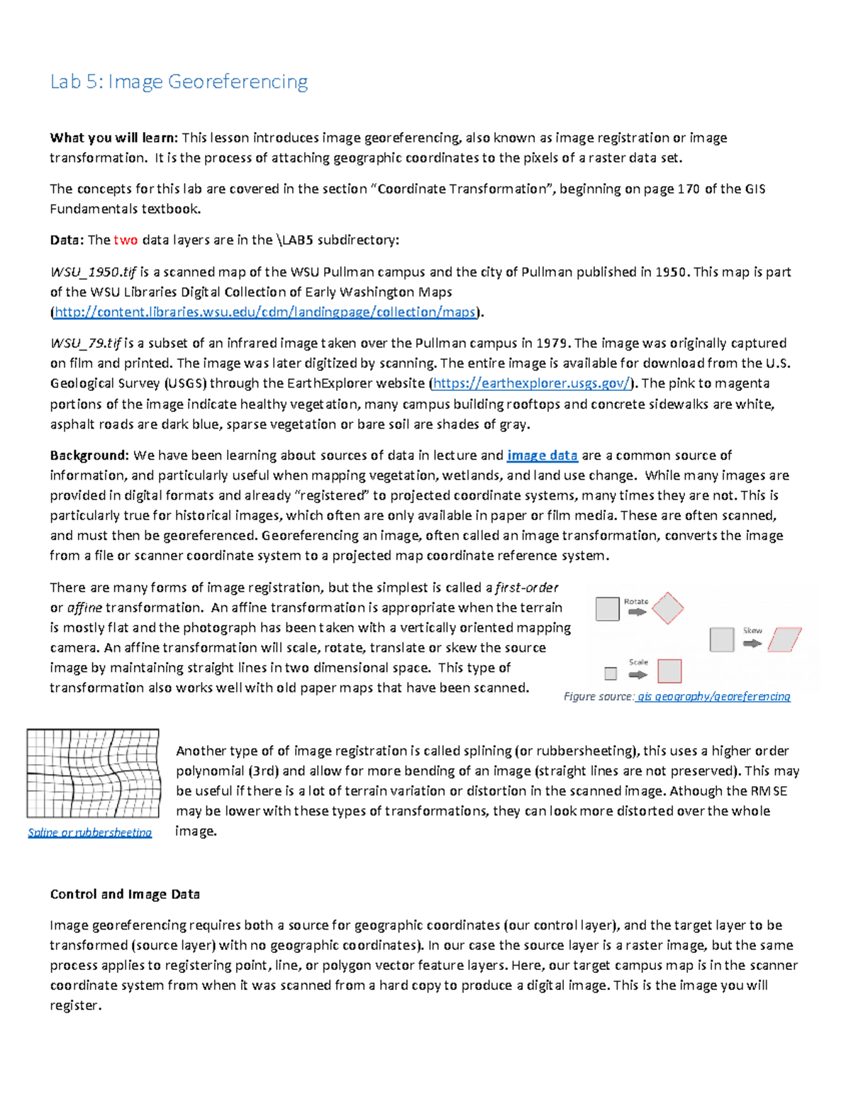 Lab 5 2022 - Lab Assignment - Lab 5: Image Georeferencing What you will learn: This lesson - Studocu