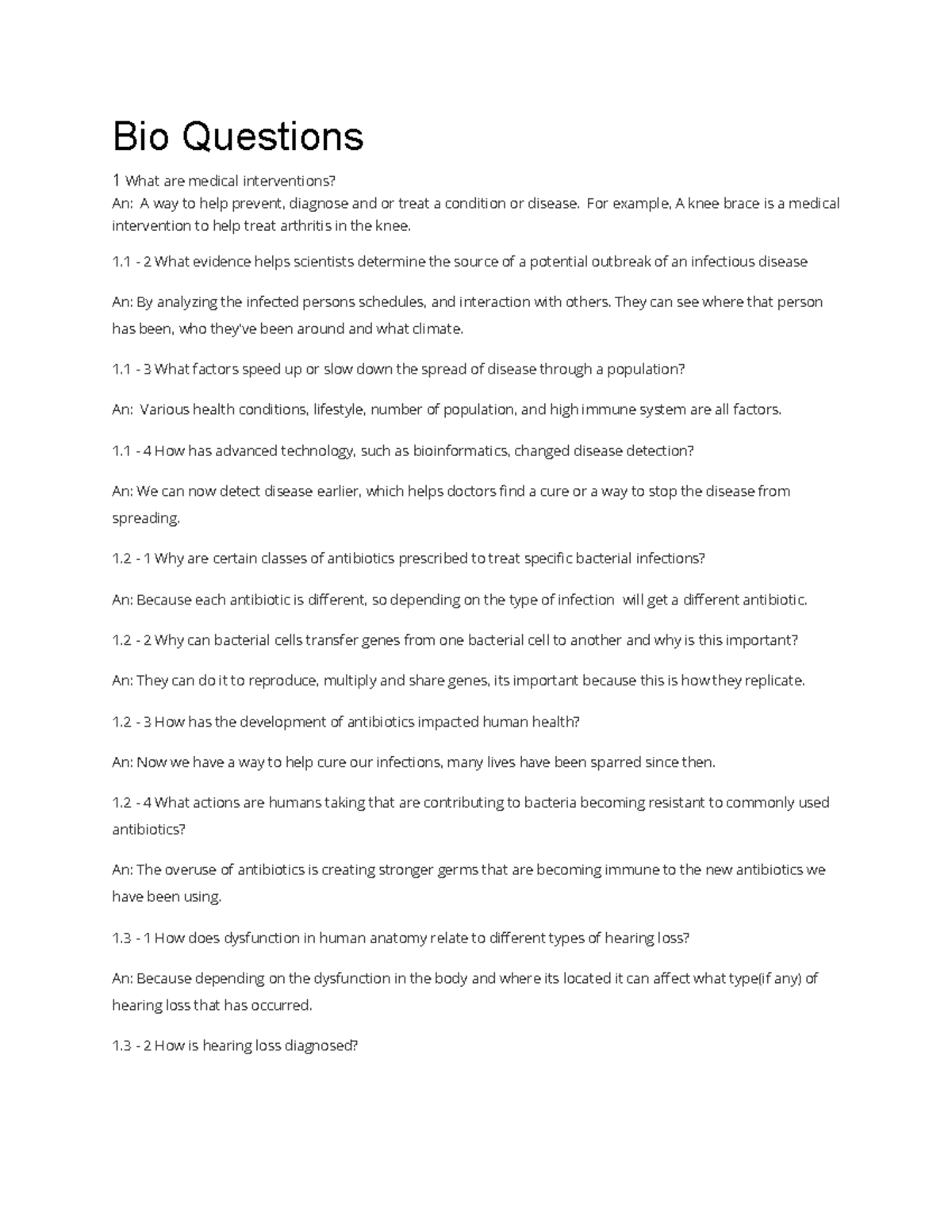 Bio Questions - This is a Bio Question dock with answers - Bio ...