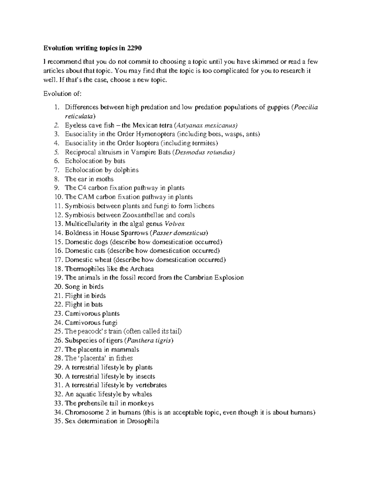 Evolution writing topics - You may find that the topic is too ...