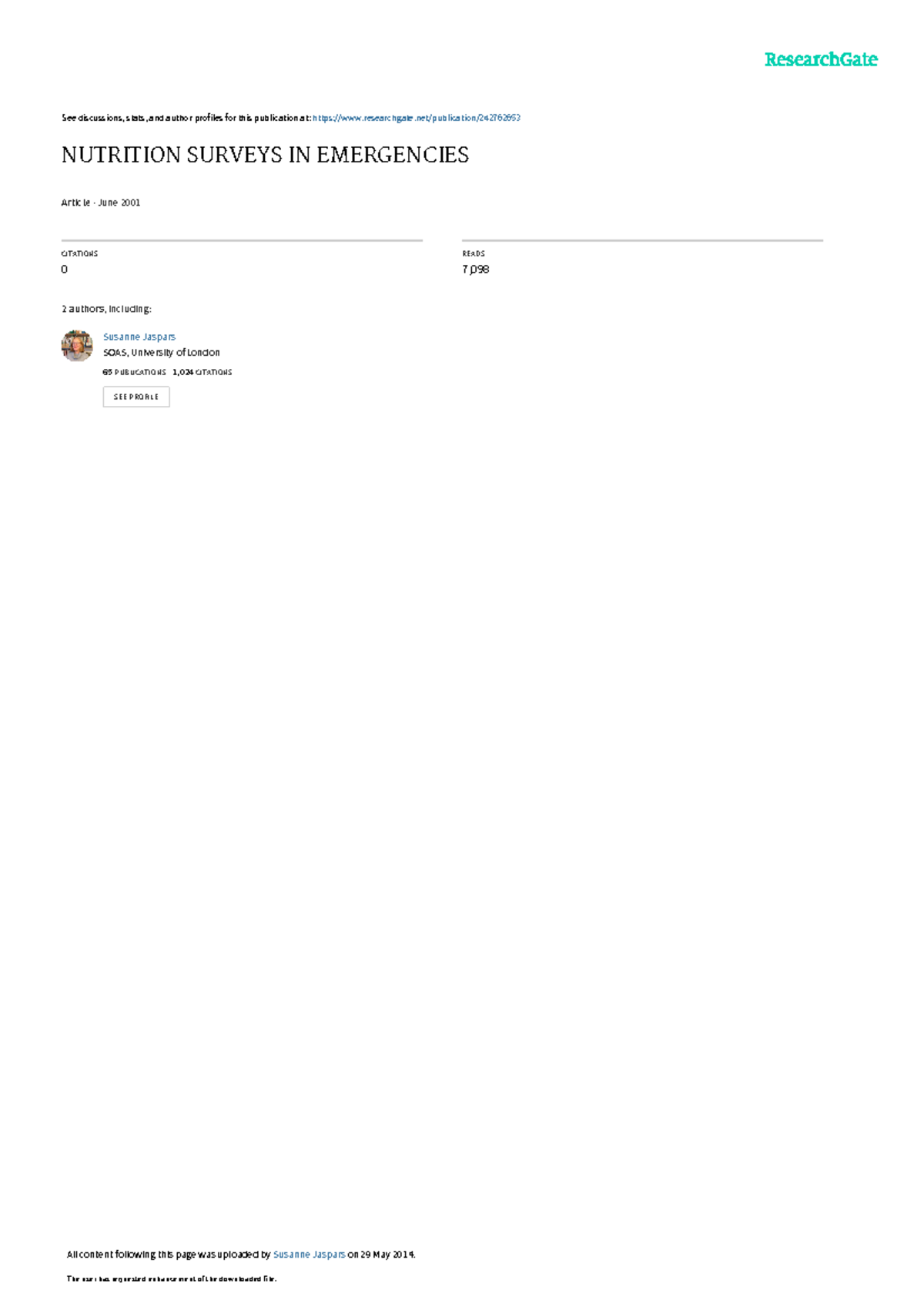 Nutrition Surveys IN Emergencies - See discussions, stats, and author ...