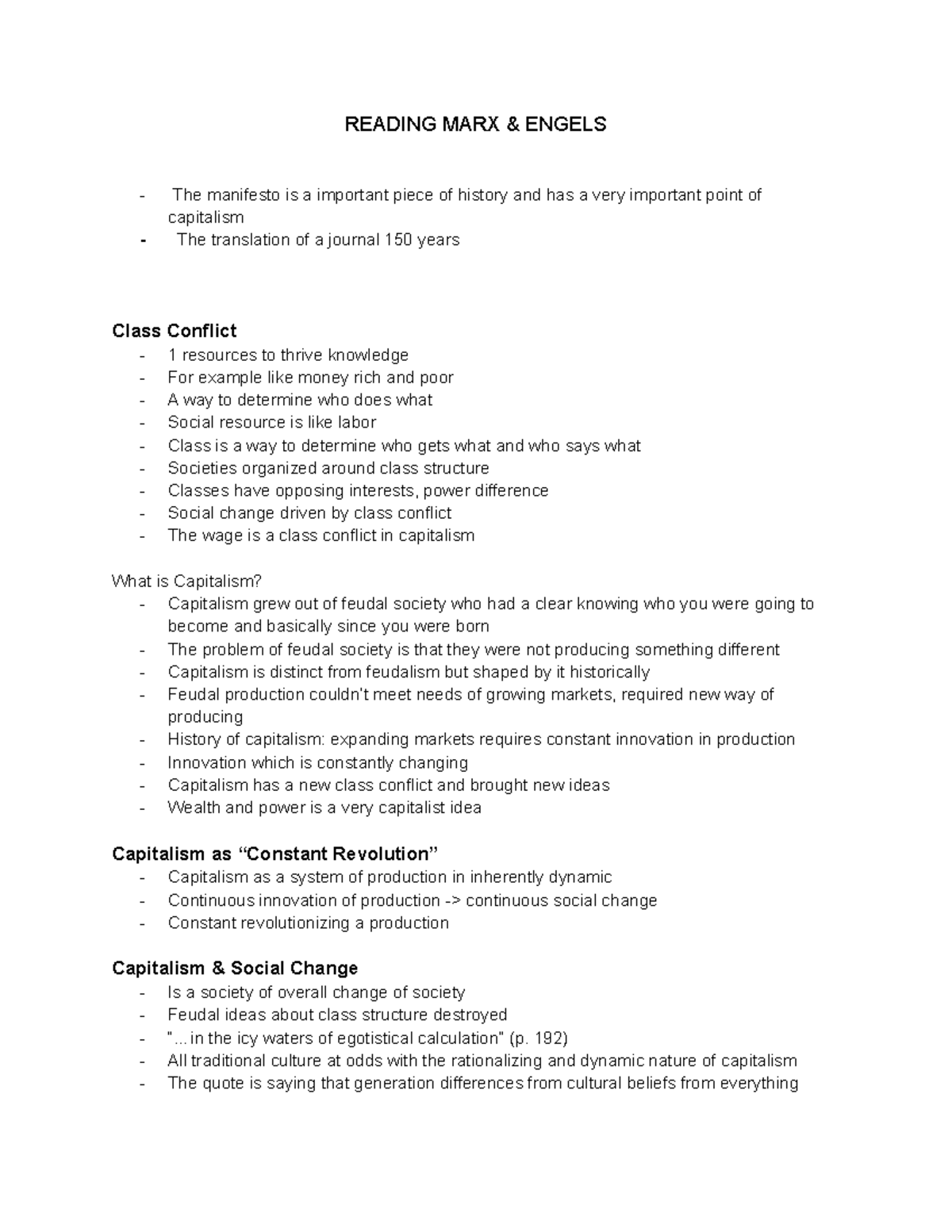 Sociology Lecture 6 - Fall quarter Professor Zoeller - READING MARX ...