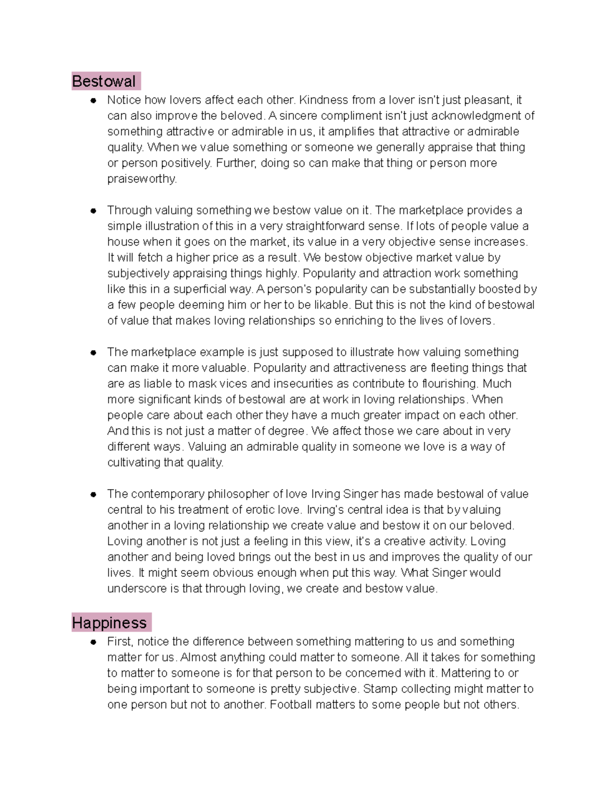 Philosophy - Part 17 - Notes - Bestowal Notice how lovers affect each ...