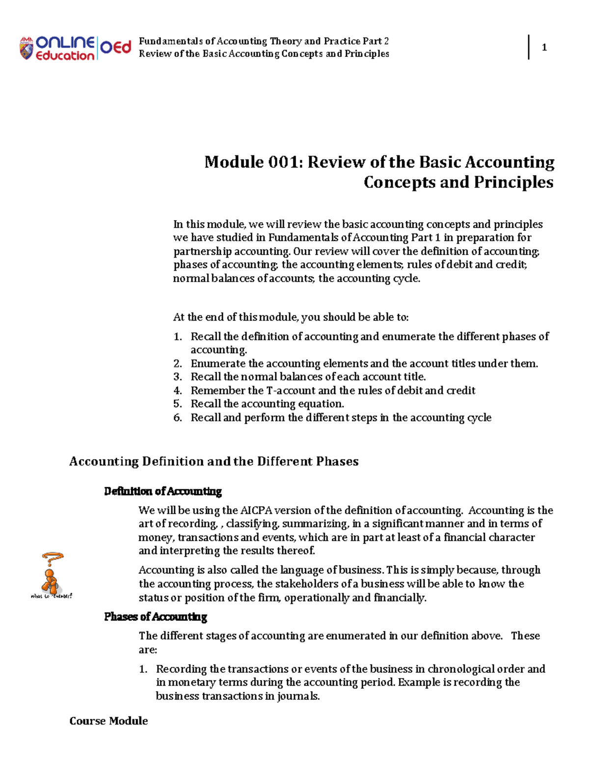 Acctg- Module-4 - accounting week 4 module - Review of the Basic ...
